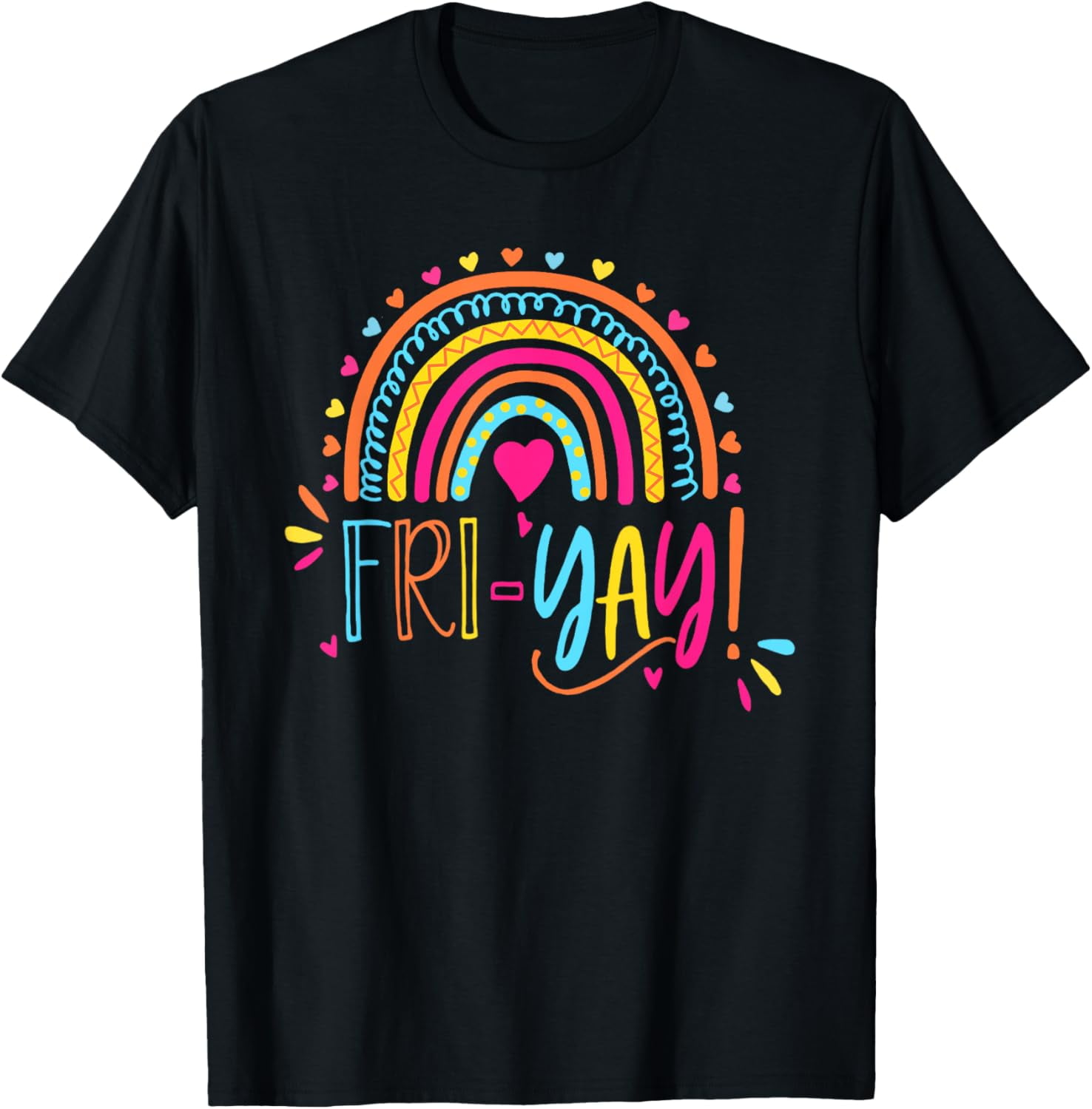 Fri-Yay Friday Rainbow Funny Teacher Tees T-Shirt100% cotton - Walmart.com