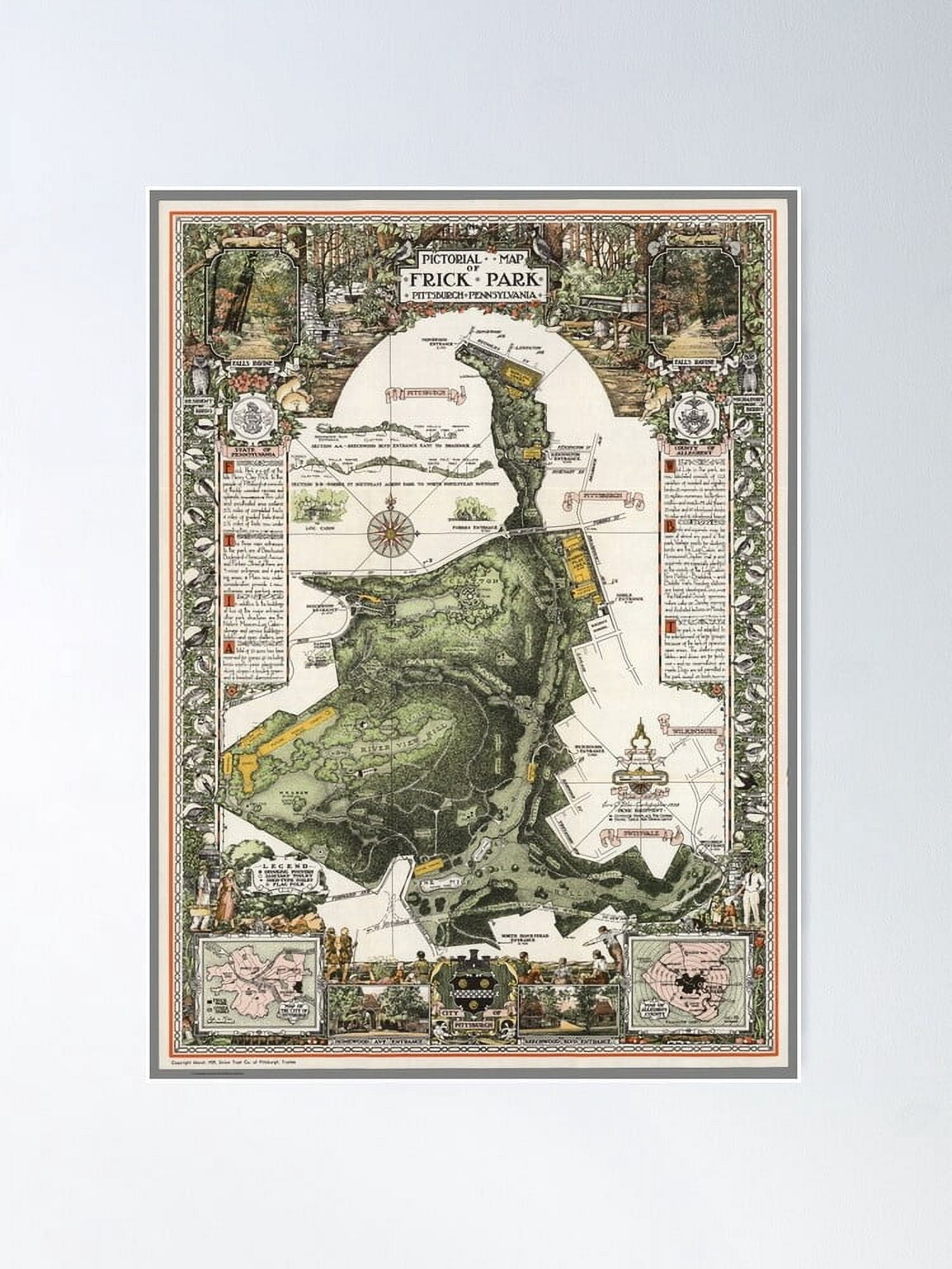 Frick Park Map 1954 - Limited Edition Poster - Walmart.com