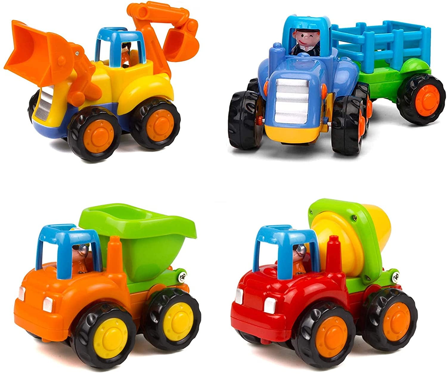 Friction Powered Cars Push and Go Trucks Construction Vehicles Toys Set ...
