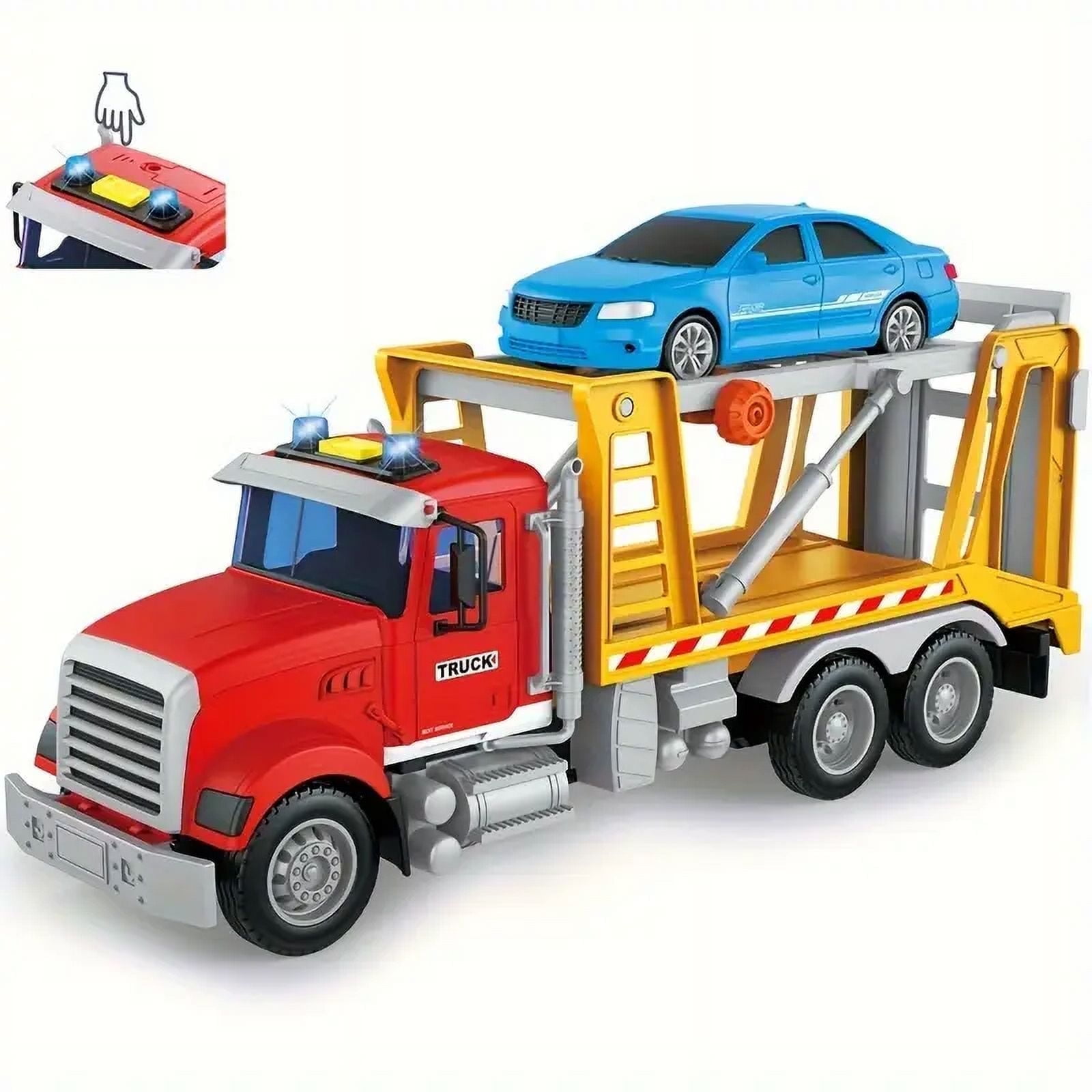 Auto Beyond Crane Transport Truck Toy, Friction Drive Trailer Toy with ...