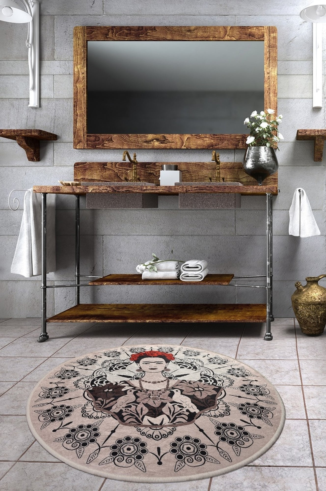 Frida Decoratif Round Bath Rug Area Rug Round Rug - Walmart.com