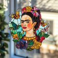 Frida Kahlo Acrylic Suncatcher, Faux Stained Glass Window Hanging with ...