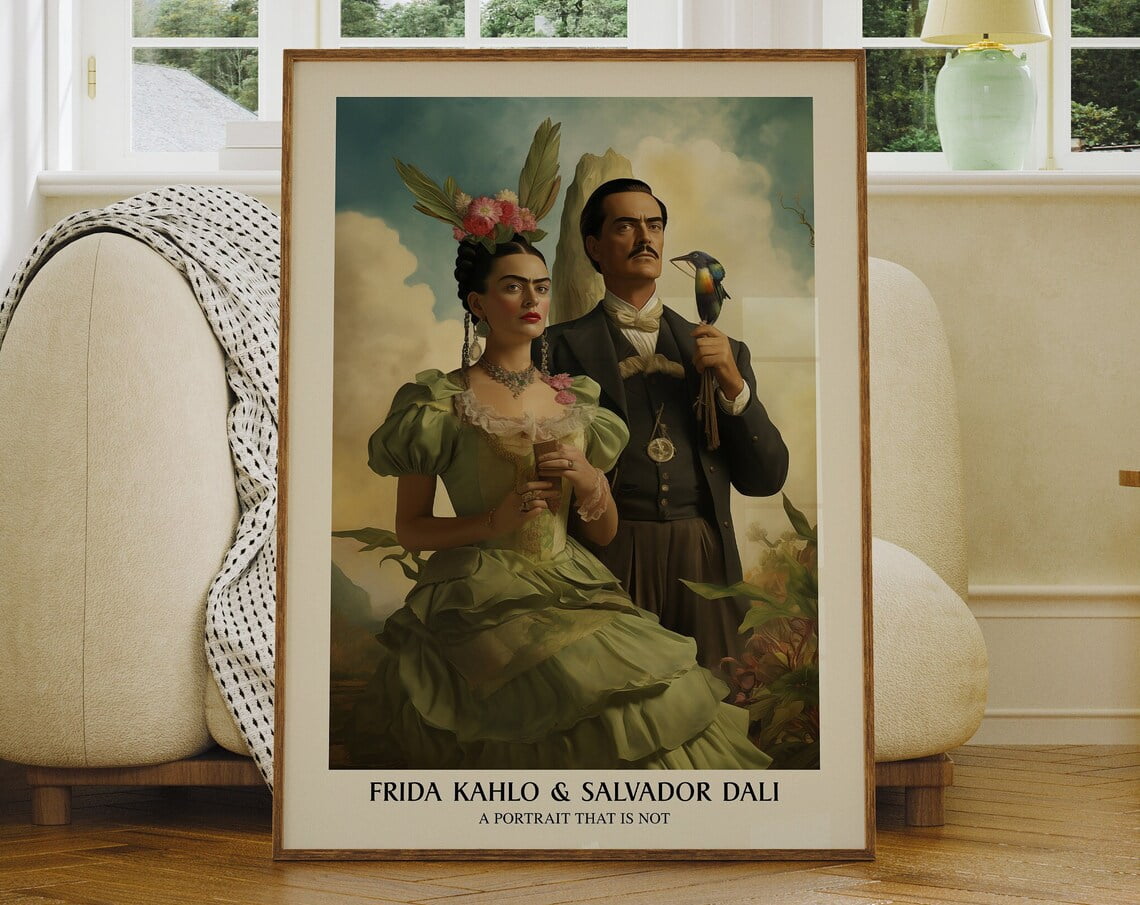 Frida Kahlo And Salvador Dali Portrait, , Surrealism, Maximalist Wall ...