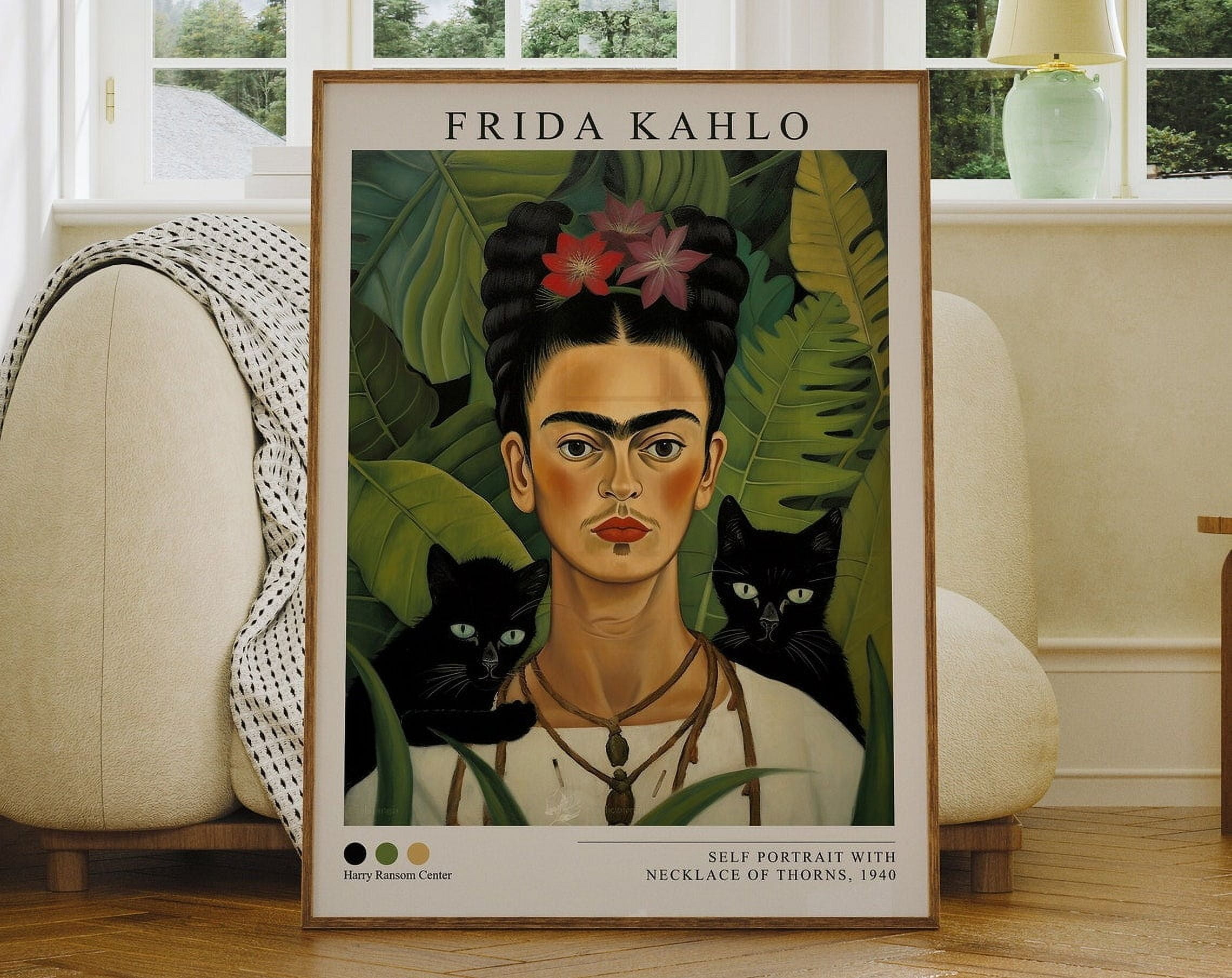 Frida Kahlo With Black Cats In Jungle, Frida Kahlos Print, Frida Kahlo ...