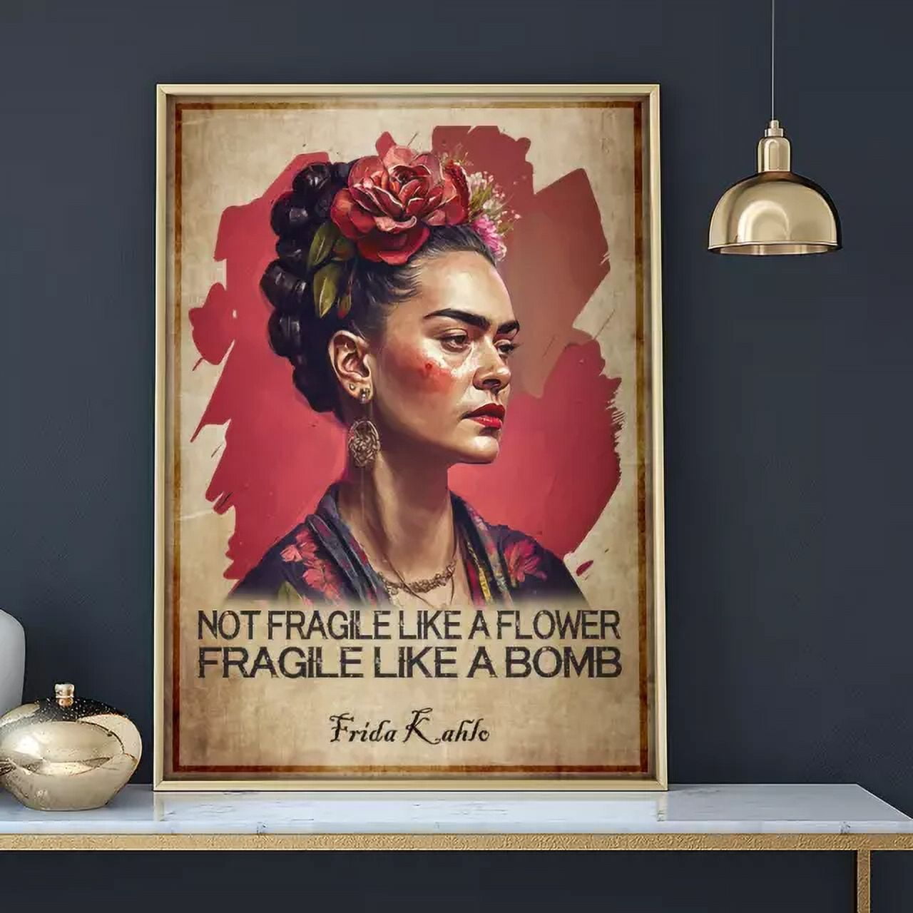 Frida Kahlo Fragile Like A Bomb Poster Print Art Vintage NO FRAMED ...
