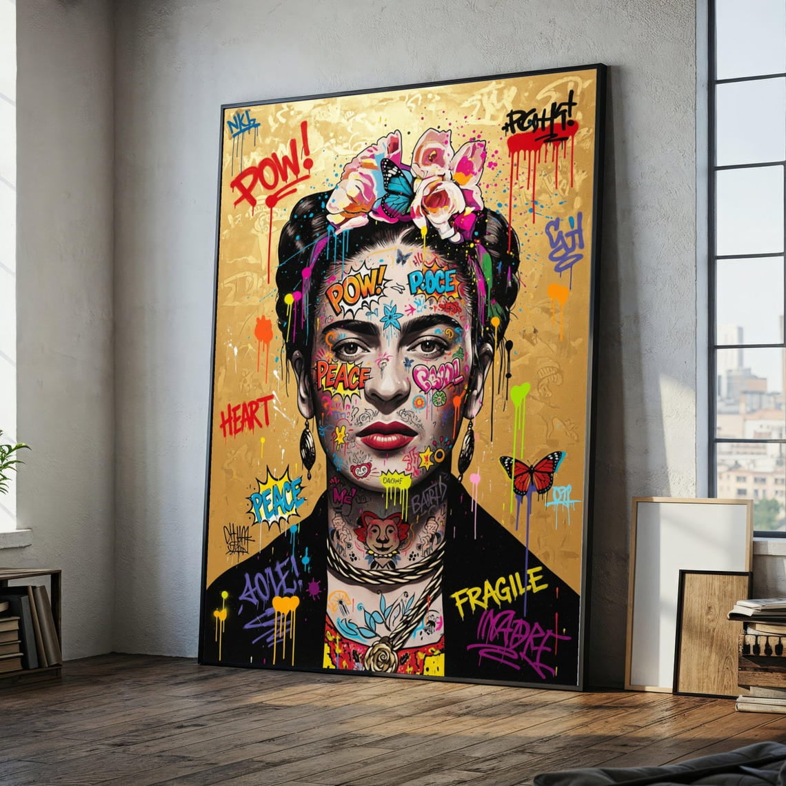 Frida Kahlo Graffiti Art Canvas, Colorful Street Art Portrait, Urban ...