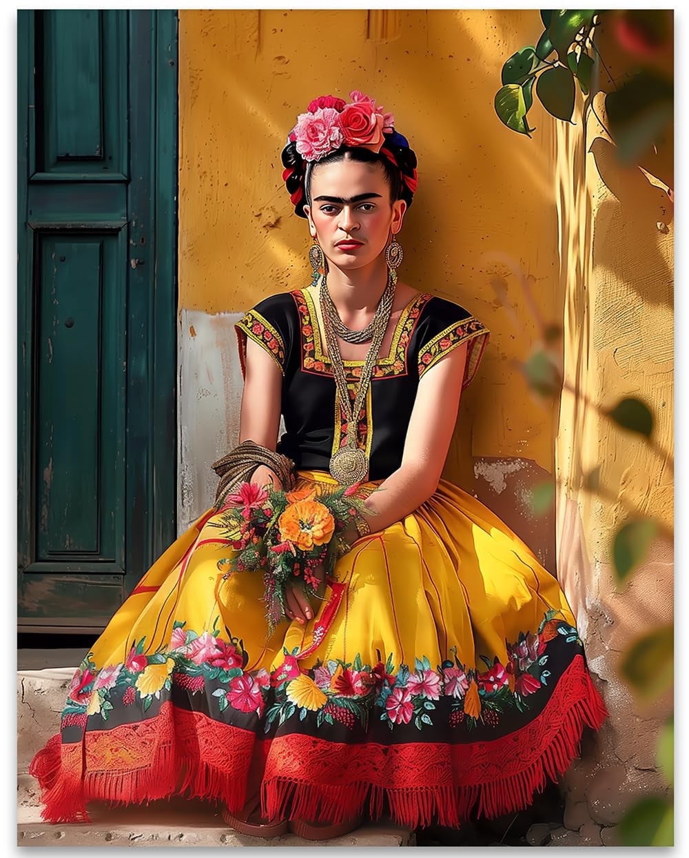 Frida Kahlo Inspired Frida Kahlo Wall Art Poster - Frida Sitting on the ...