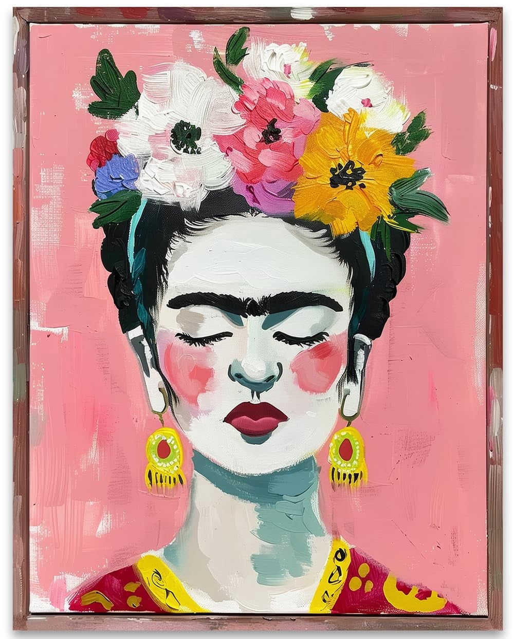 Frida Kahlo Inspired Frida Kahlo Wall Art Poster - Pink Background ...