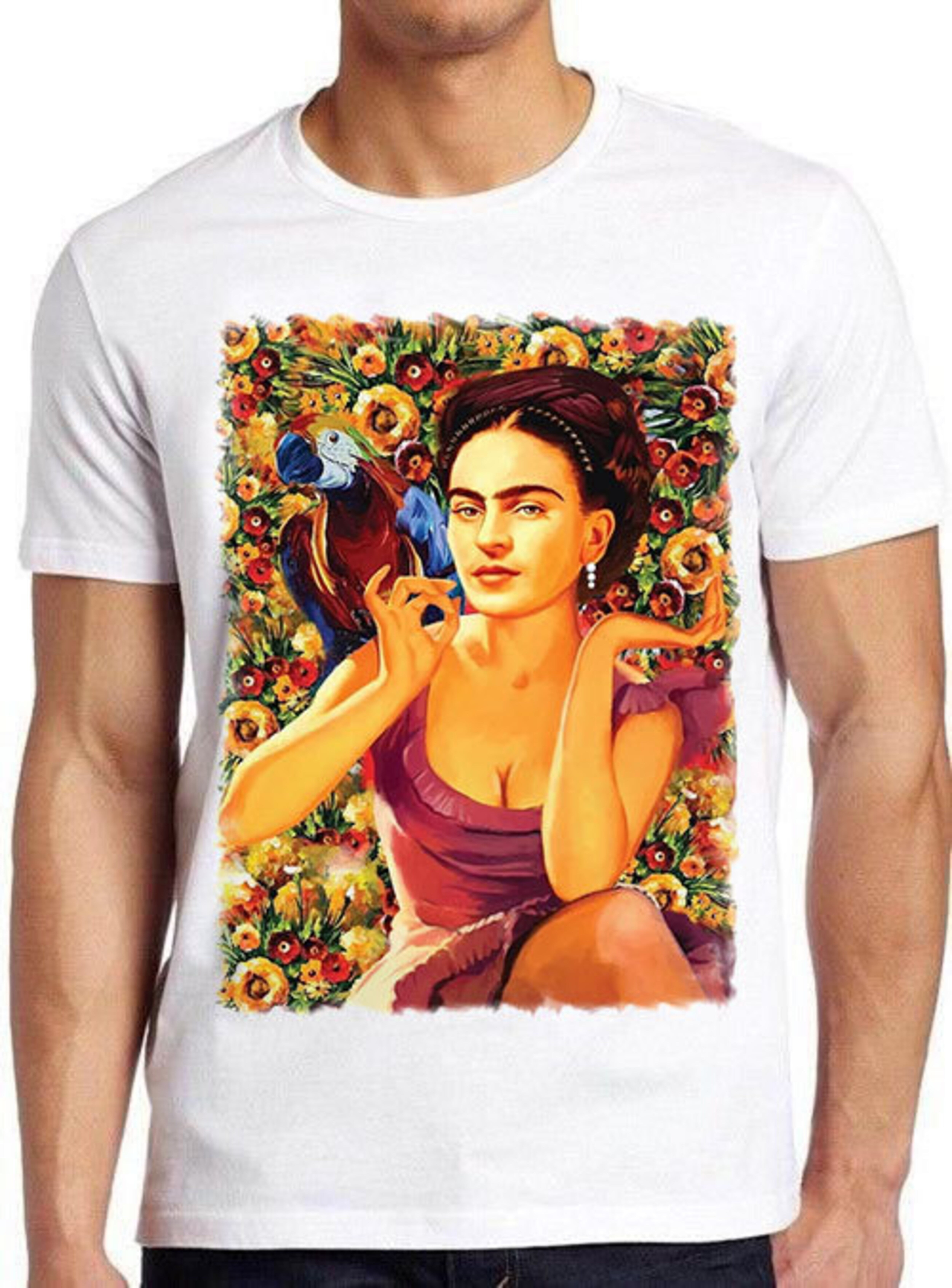 Frida Kahlo Parrot Bird Pet Lover Water Paint Movie Music Joke Fashion ...