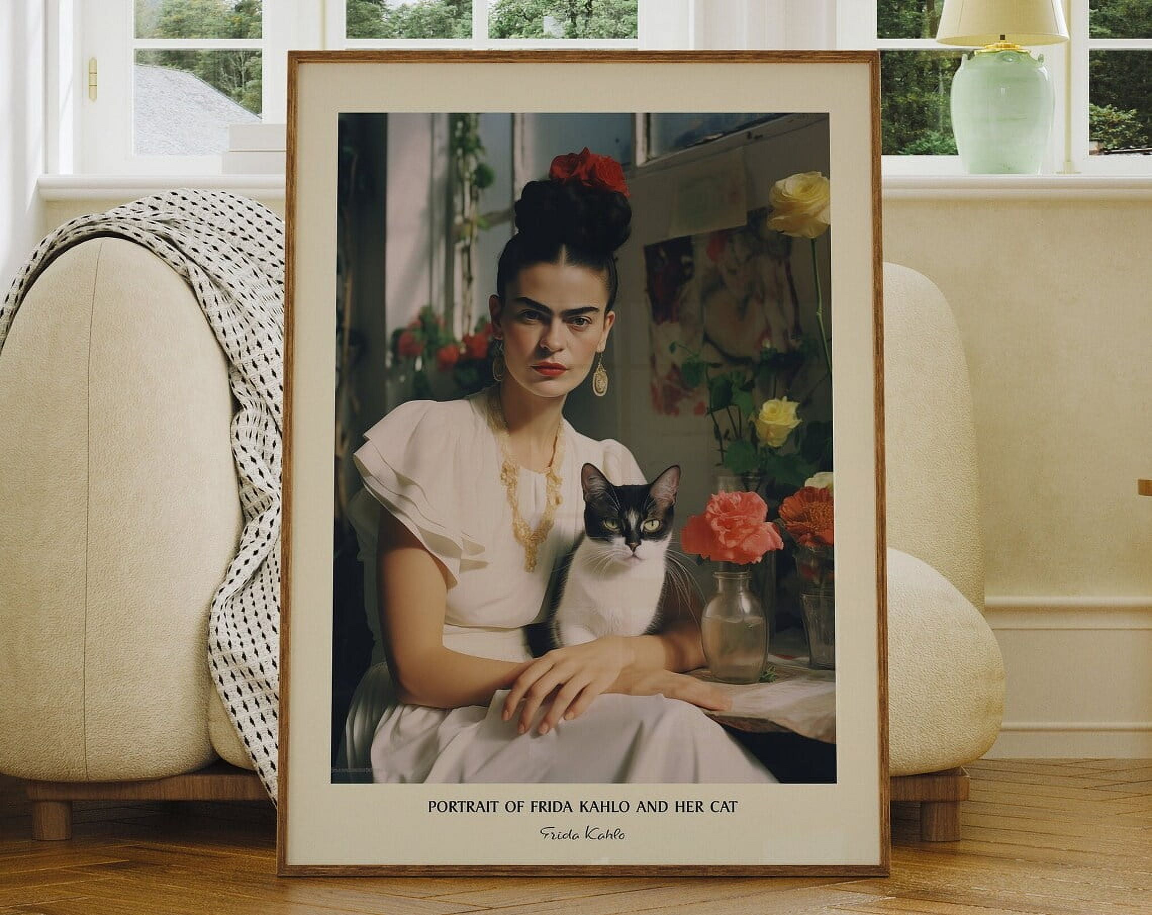 Frida Kahlo Photo And Cat Polaroid Print, Frida Khalo, Frida, Mexican ...