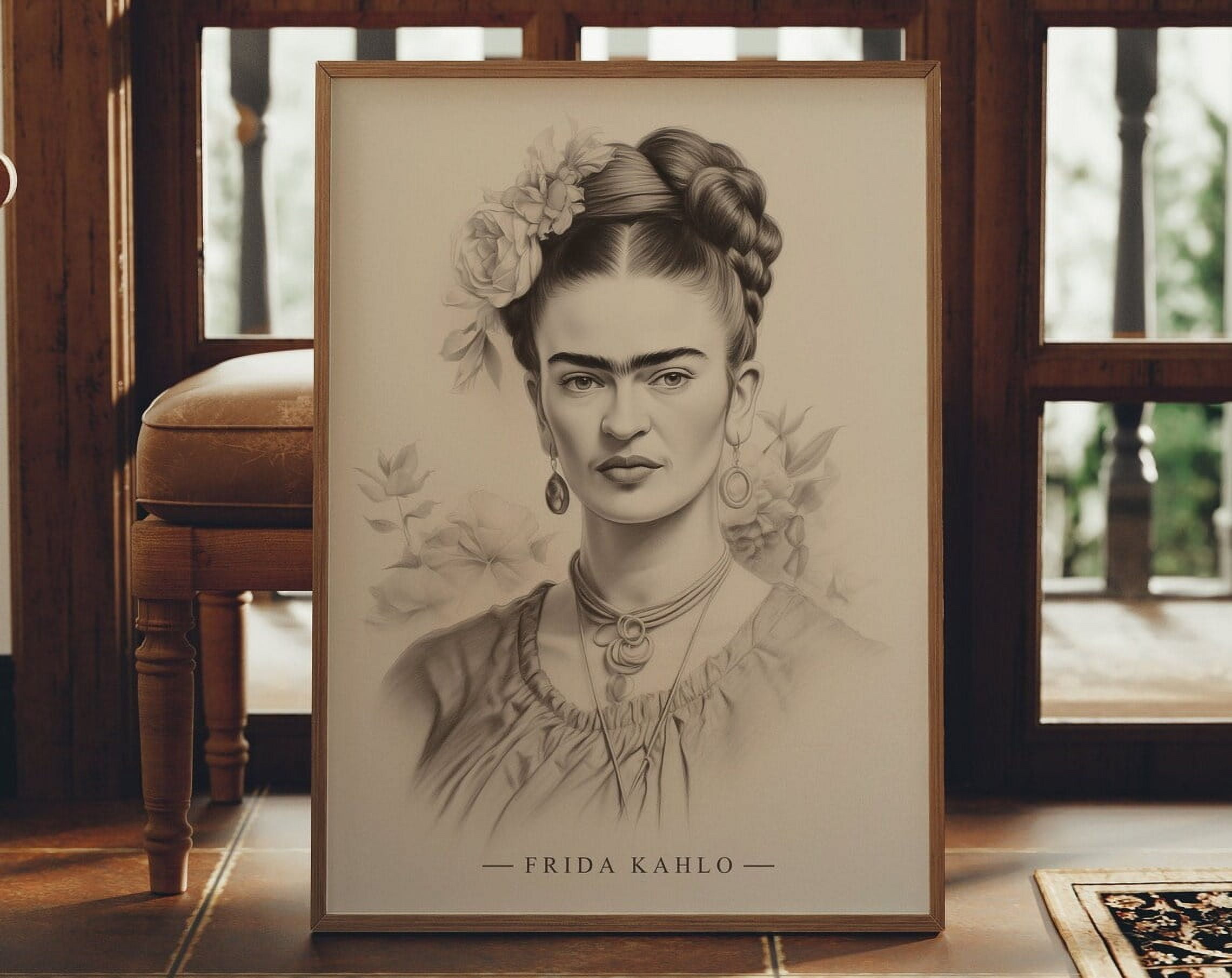 Frida Kahlo Photo Hand Drawn Portrait, Frida Kahlos Print, , Frida ...