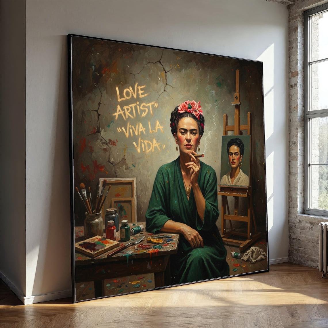 Frida Kahlo Portrait Canvas, Viva La Vida Wall Art, Artist Studio ...