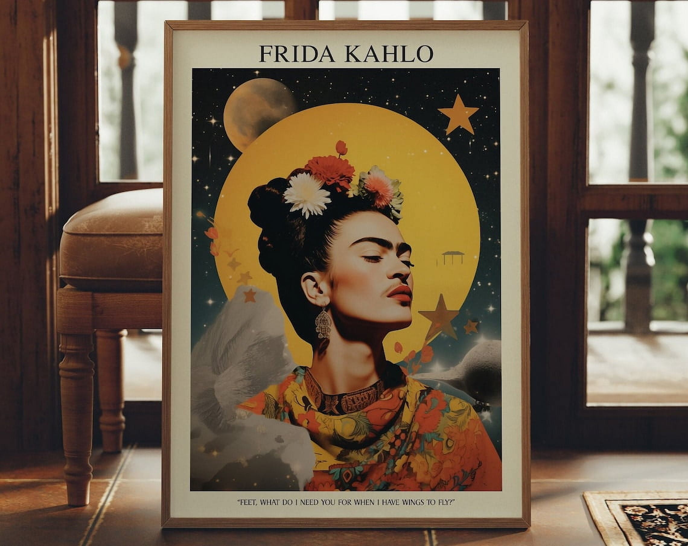 Frida Kahlo Retro Style Portrait, Frida Kahlo Print, Inpirational Quote ...
