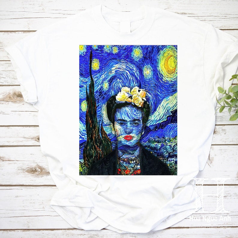 Frida Kahlo Vincent Van Gogh Vintage t-Shirt, Funny Frida Kahlo Shirt ...
