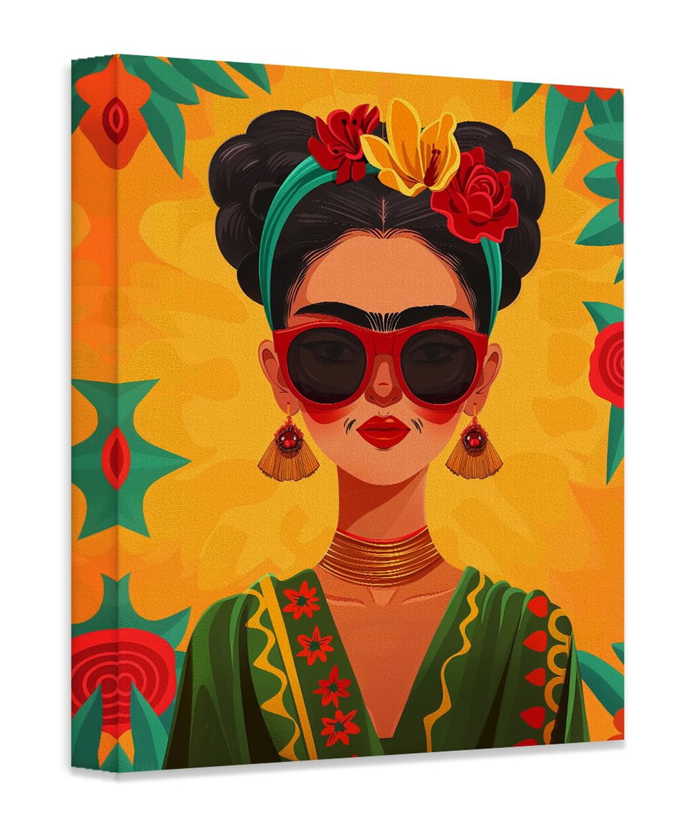 Frida Kahlo Wall Art 18x24 Stretched Canvas, Vintage Feminist Portrait ...