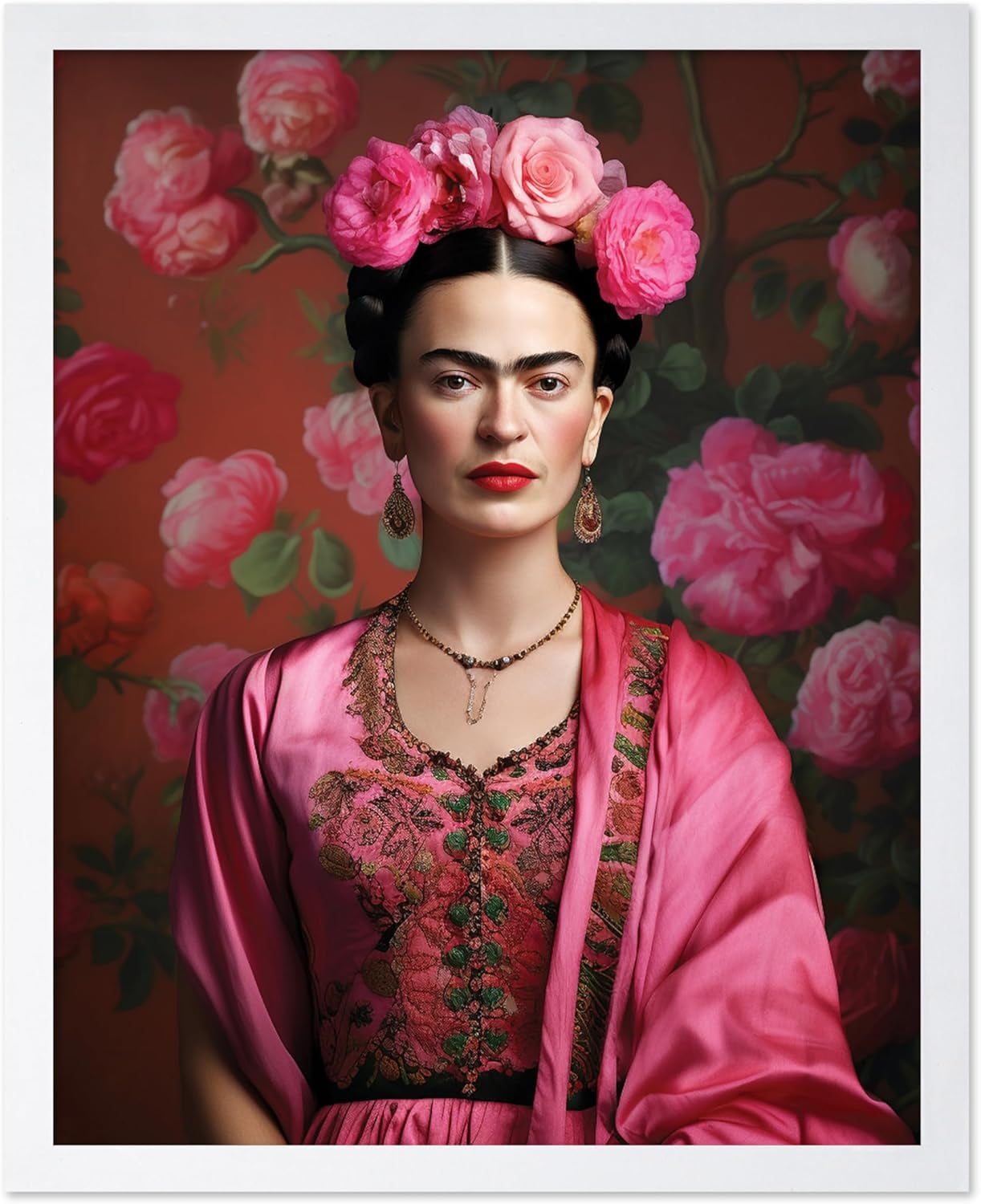 Frida Poster - Portrait Print - Flower Art - Mexican Painter Art - Minimal Art - Gift for Men ...