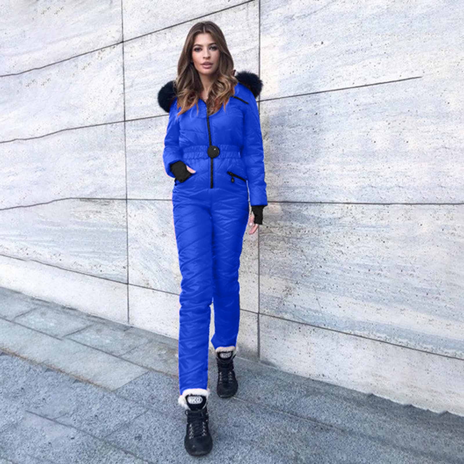YODETEY Waterproof Ski Suit with Hooded Design - Women Fashion Casual ...