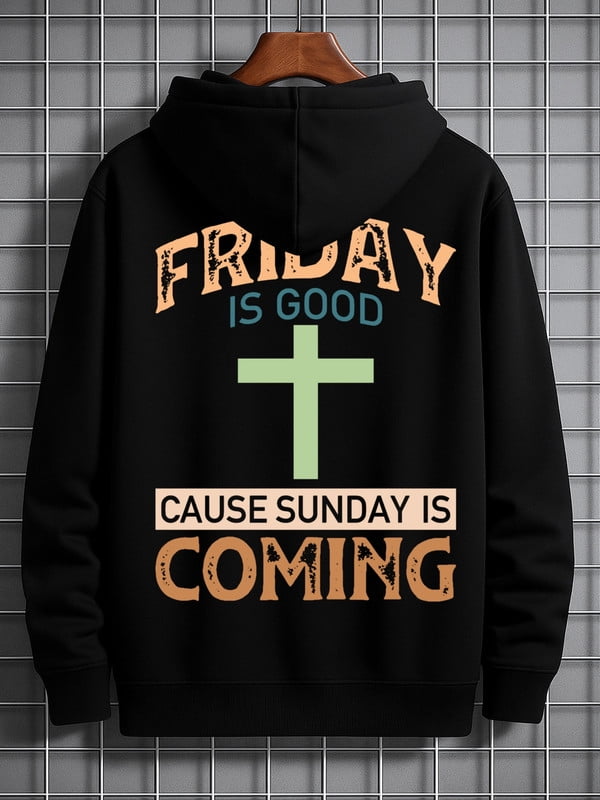 Friday Good Sunday hoodies Christianity for men polyester black ...