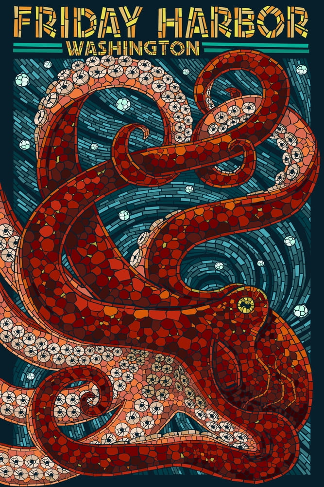 Friday Harbor, San Juan Island, Washington, Octopus Mosaic (12x18 Wall ...