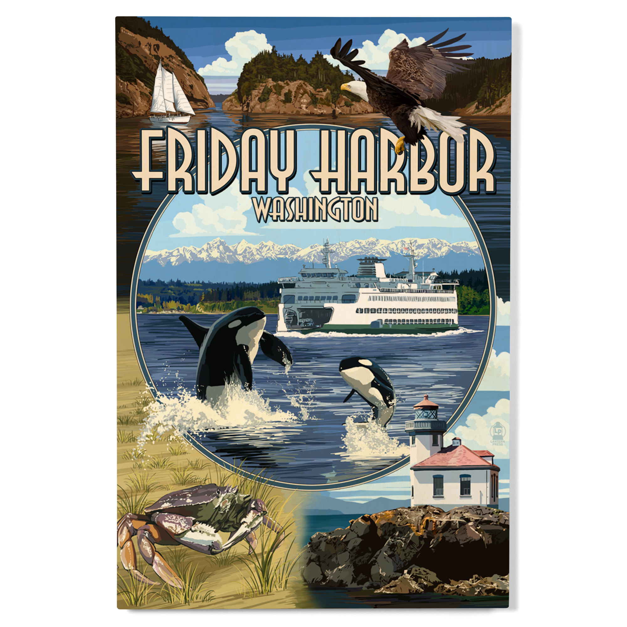 Friday Harbor, San Juan Island, Washington, Scenes Birch Wood Wall Sign ...