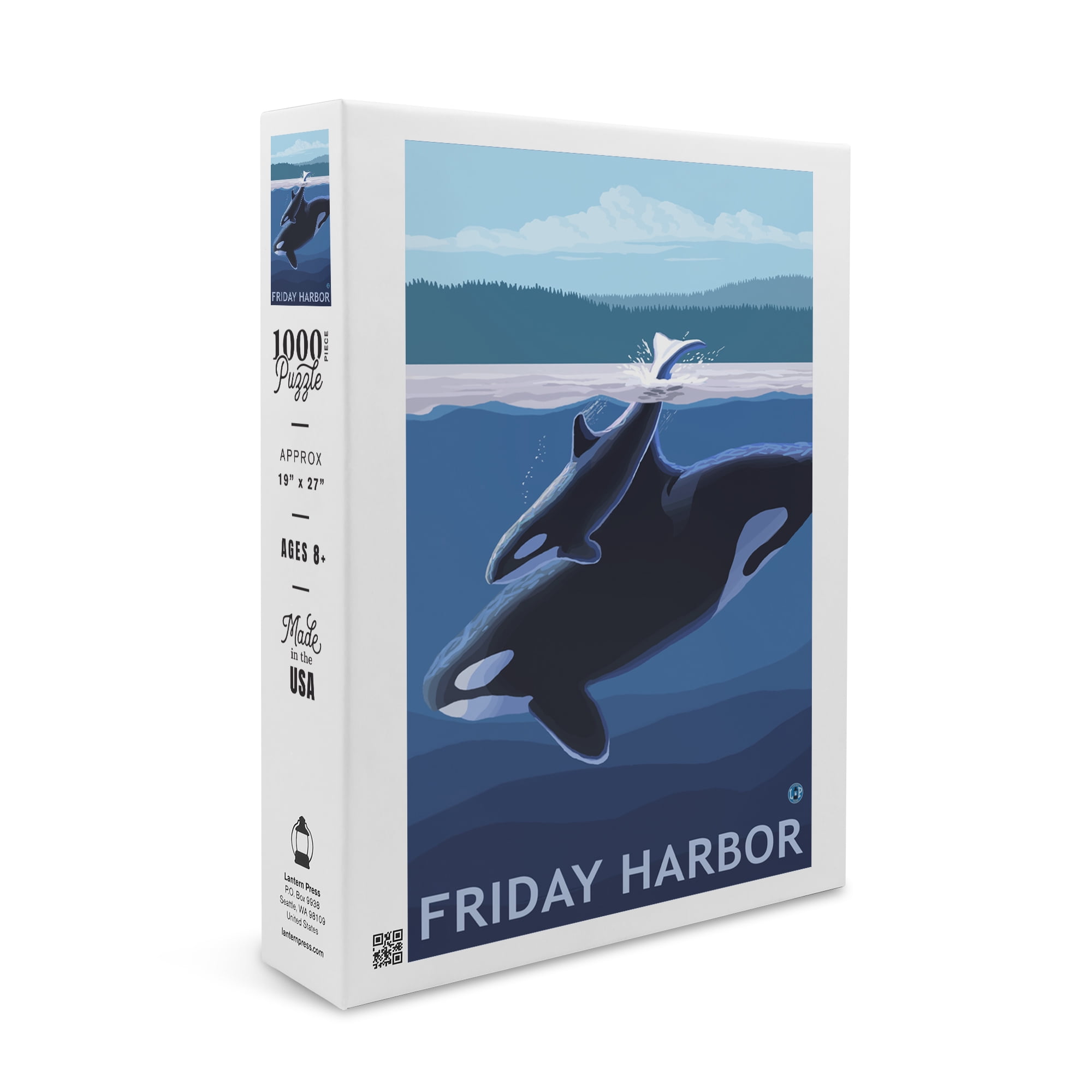 Friday Harbor, WA, Orca and Calf (1000 Piece Puzzle, Size 19x27 ...