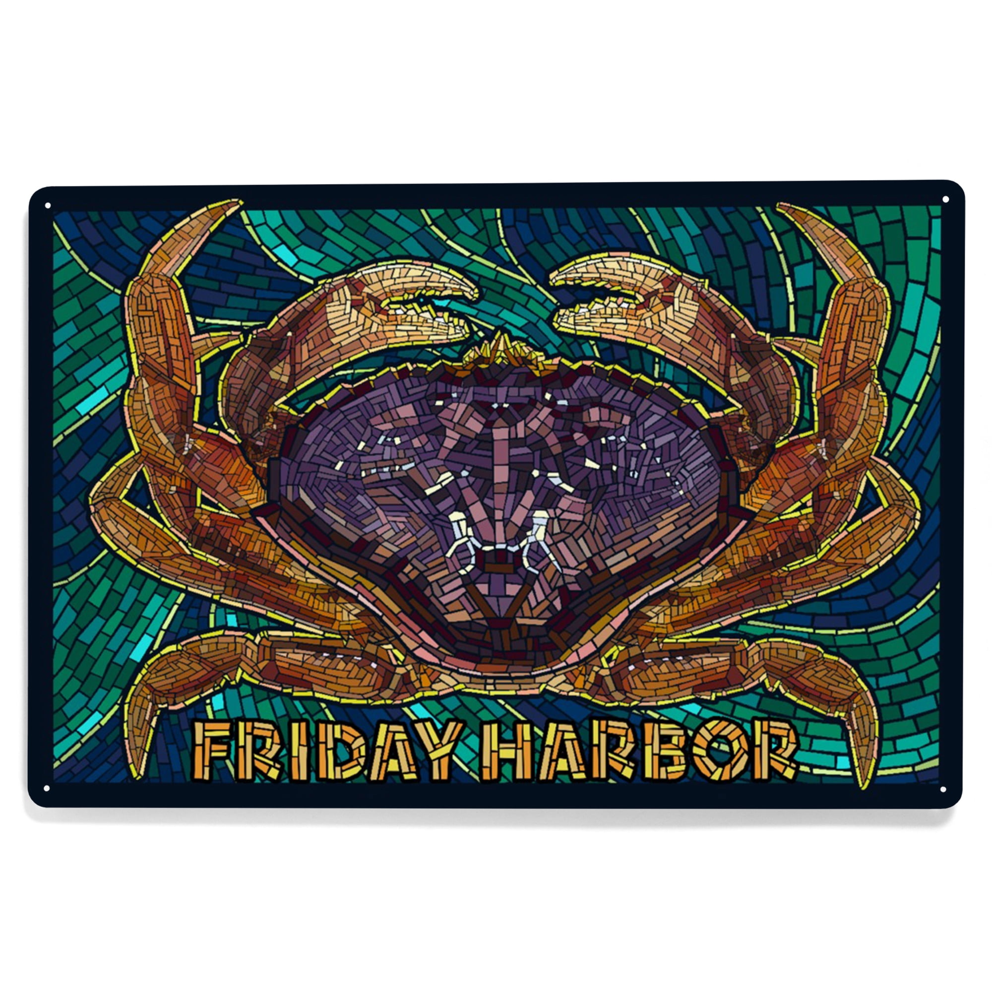 Friday Harbor, Washington, Dungeness Crab Mosaic (12x18 Aluminum Art ...