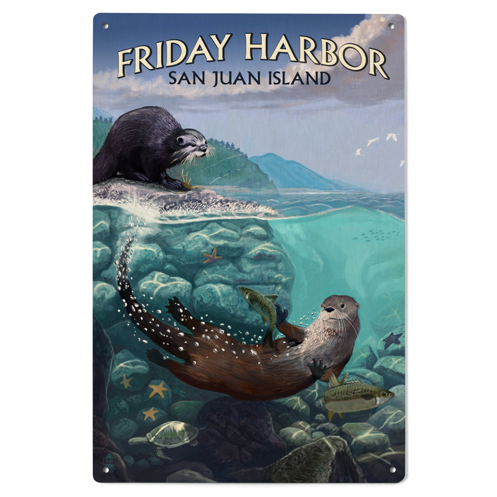 Friday Harbor, Washington, River Otters, Underwater Scene Birch Wood ...
