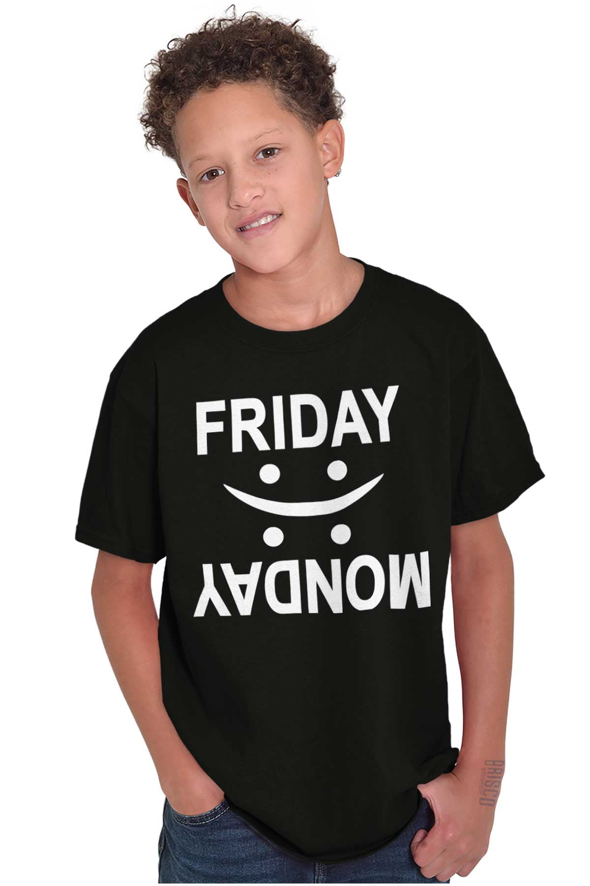 Friday Monday Happy Sad Weekend Vibes Crewneck T Shirts Boy Girl Teen ...