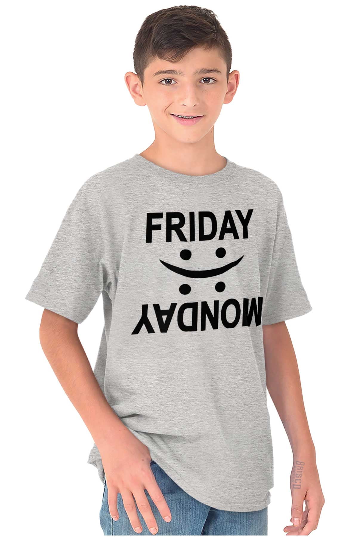 Friday Monday Happy Sad Weekend Vibes Crewneck T Shirts Boy Girl Teen ...