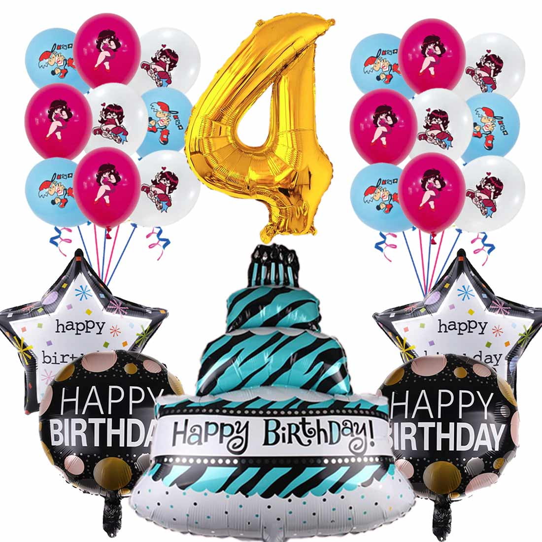 Friday Night Funkin Balloons Party Supplies 4th Big Number Decorations ...