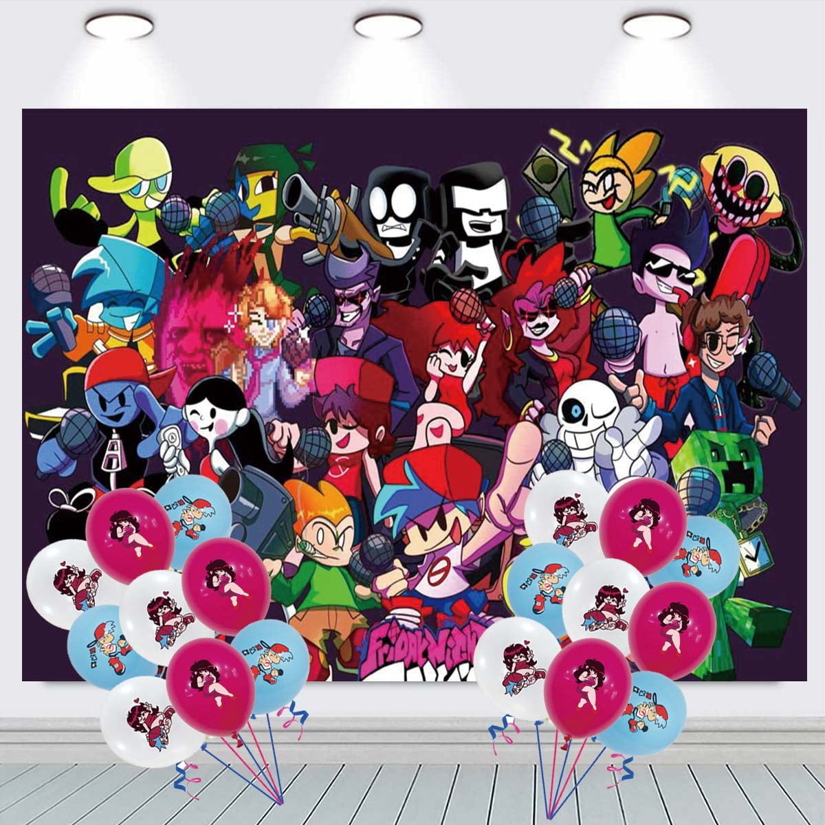 Friday Night Funkin Birthday Balloons Party Supplies Banner Backdrop ...