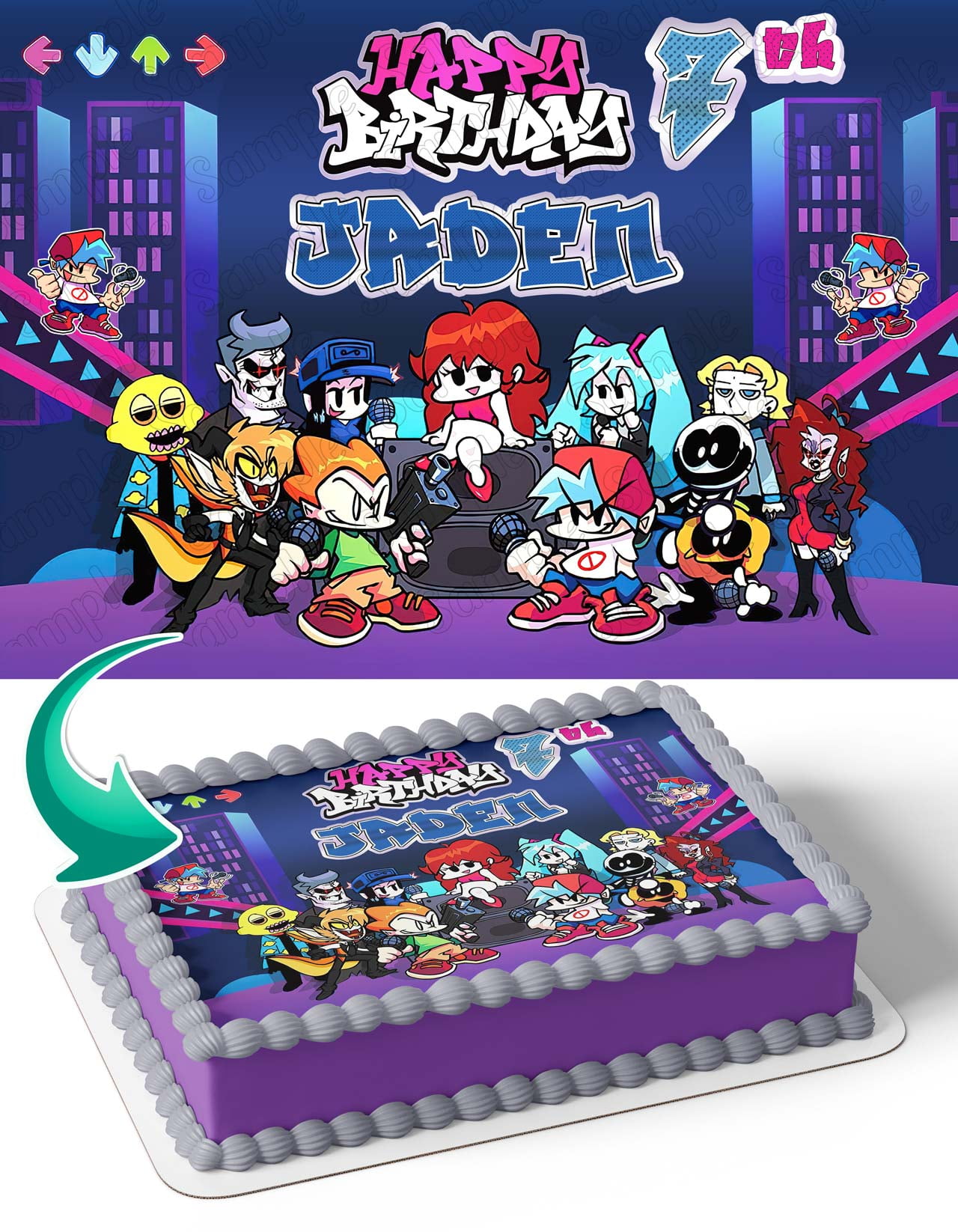 Friday Night Funkin FR Edible Image Cake Topper Personalized Birthday ...