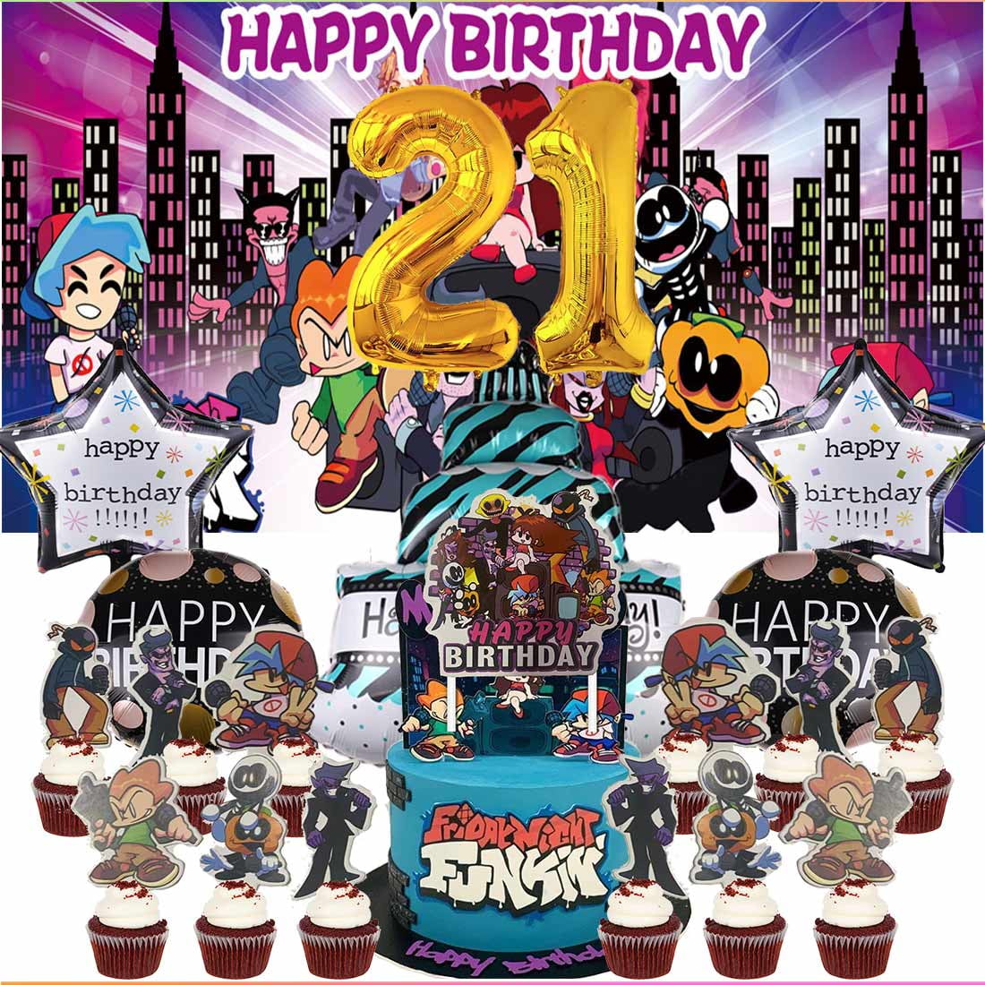 Friday Night Funkin Party Supplies Decor 21th Kit Balloons Birthday ...