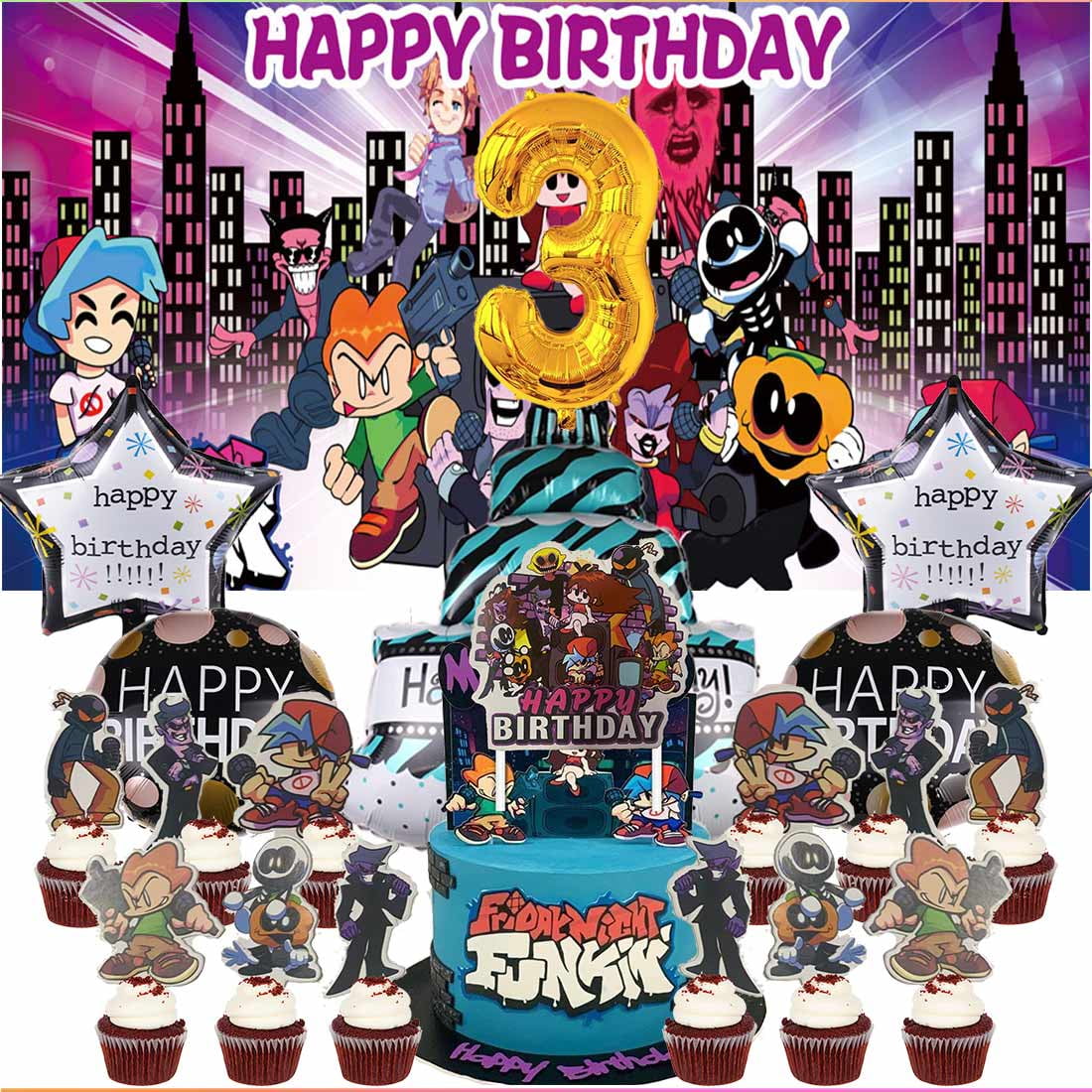 Friday Night Funkin Party Supplies Decor 3rd Kit Balloons Birthday Cake ...