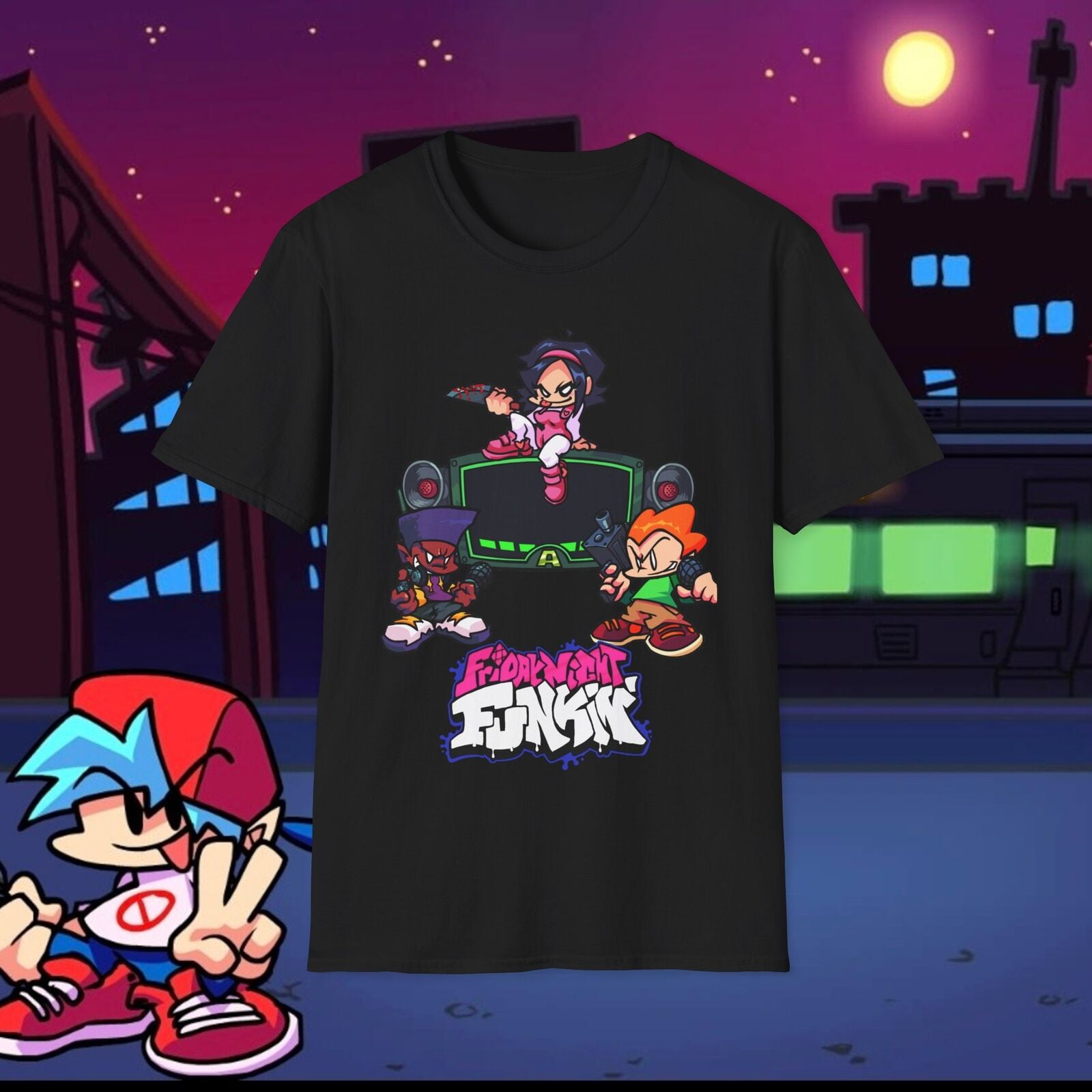 Friday Night Funkin Pico vs Darnell Nene Newgrounds Unisex Softstyle T ...