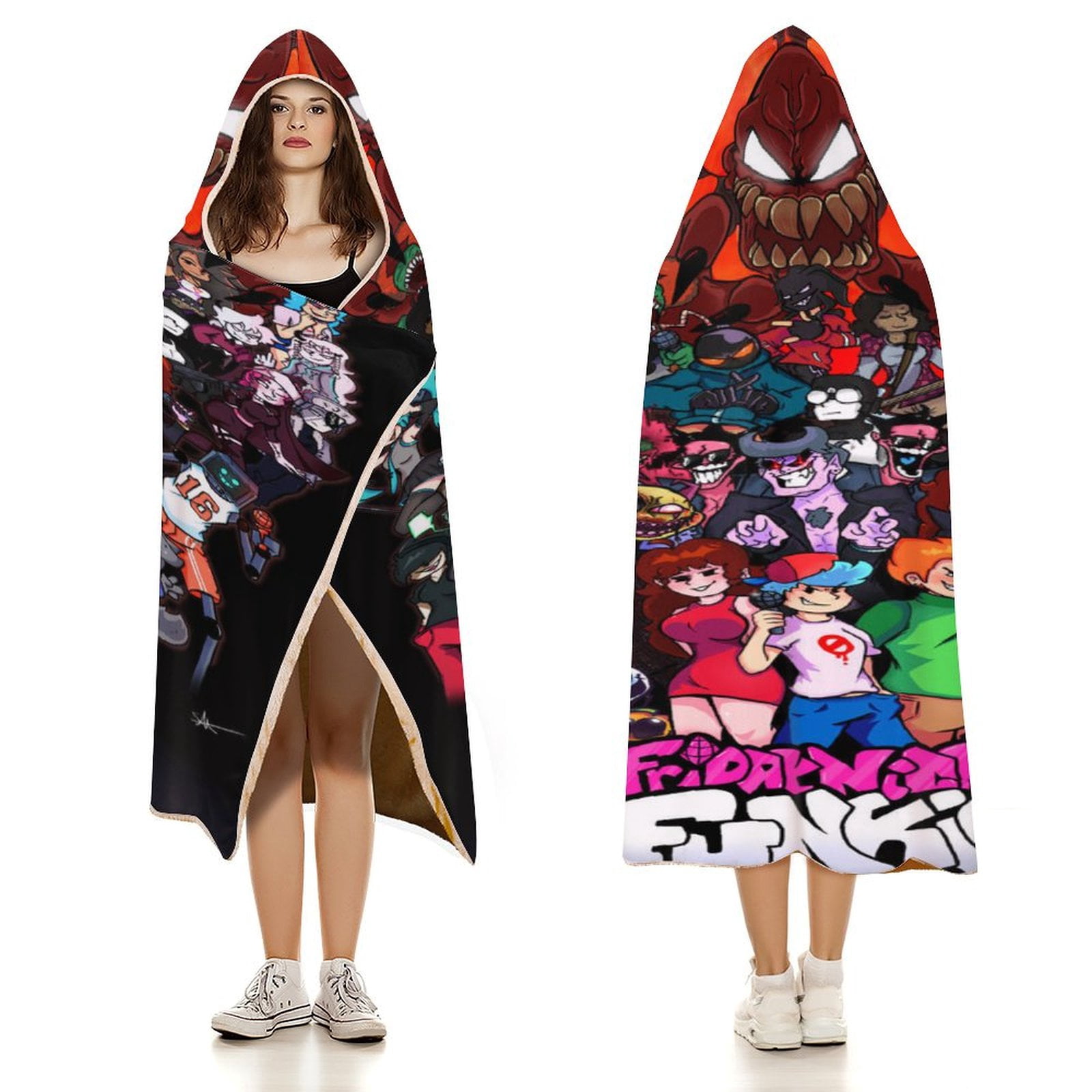 Friday-Night-Funkin Throw Blanket Flannel Fleece Hoodie Hooded Super ...