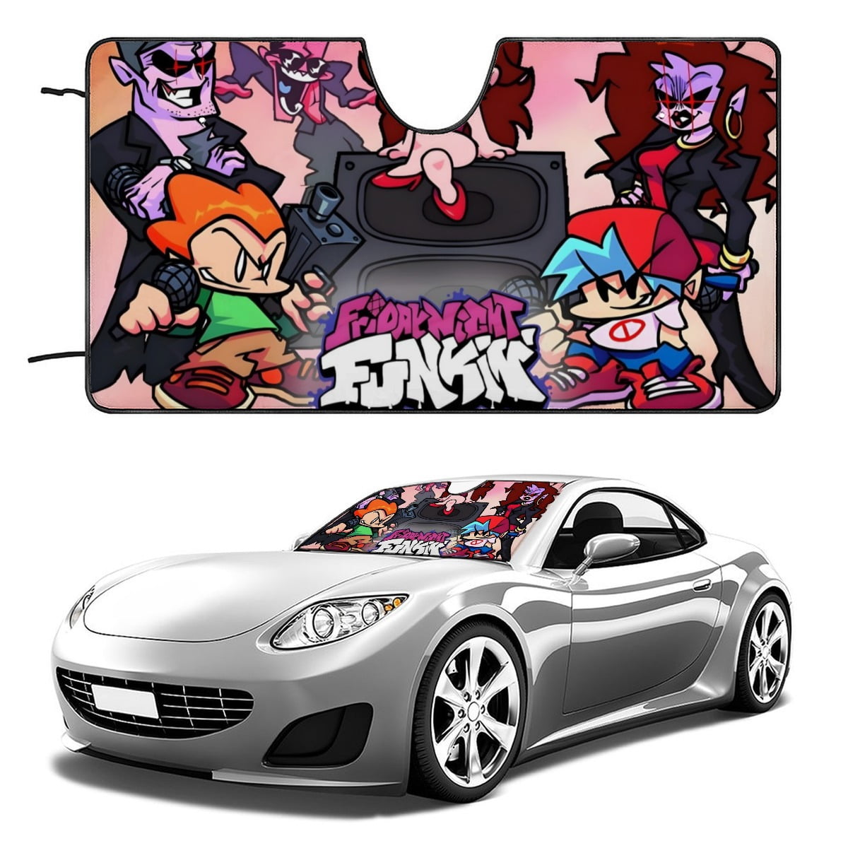 Friday Night Funkin-theme Windshield Sun Shade Front Protector Folding ...