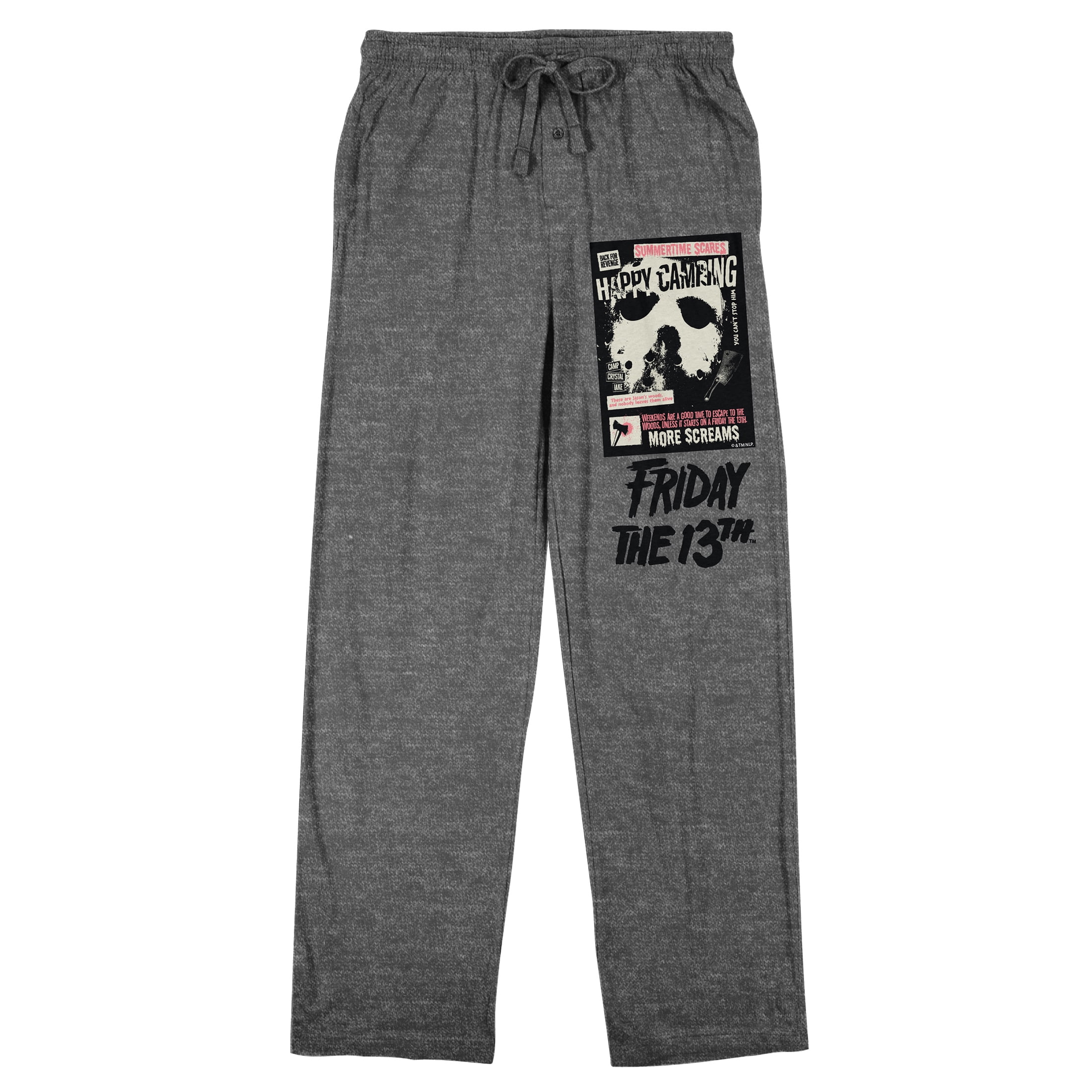Friday The 13th Jason Mask Poster Art Men's Gray Heather Sleep Pajama ...