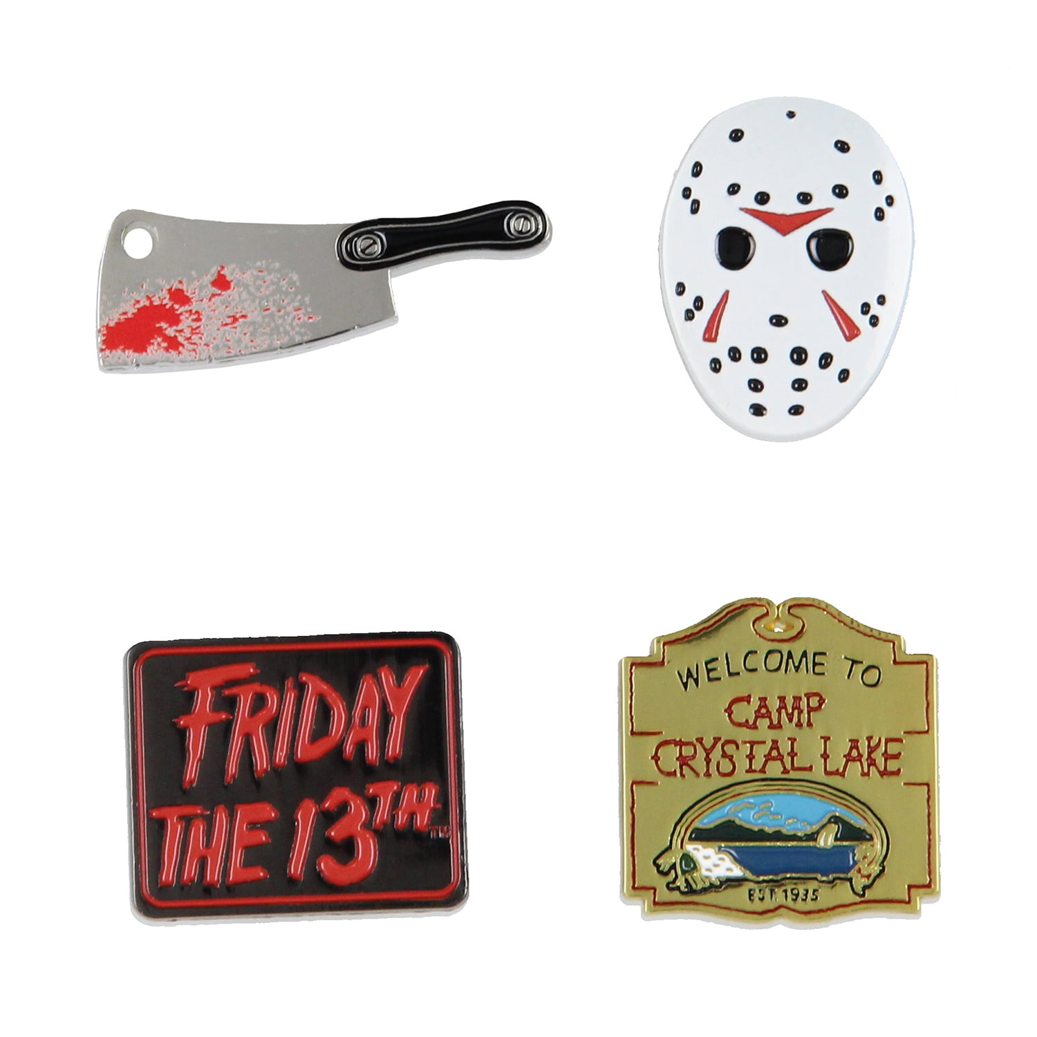 Friday The 13th Jason Voorhees Camp Crystal Lake Enamel Filled 4 Piece ...