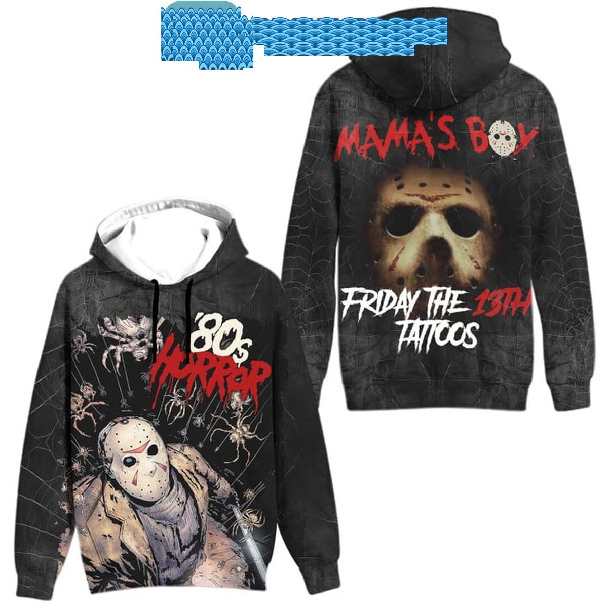 Friday The 13th Tattoos Mamas Boys 80s Horror Halloween Hoodie T-Shirt ...