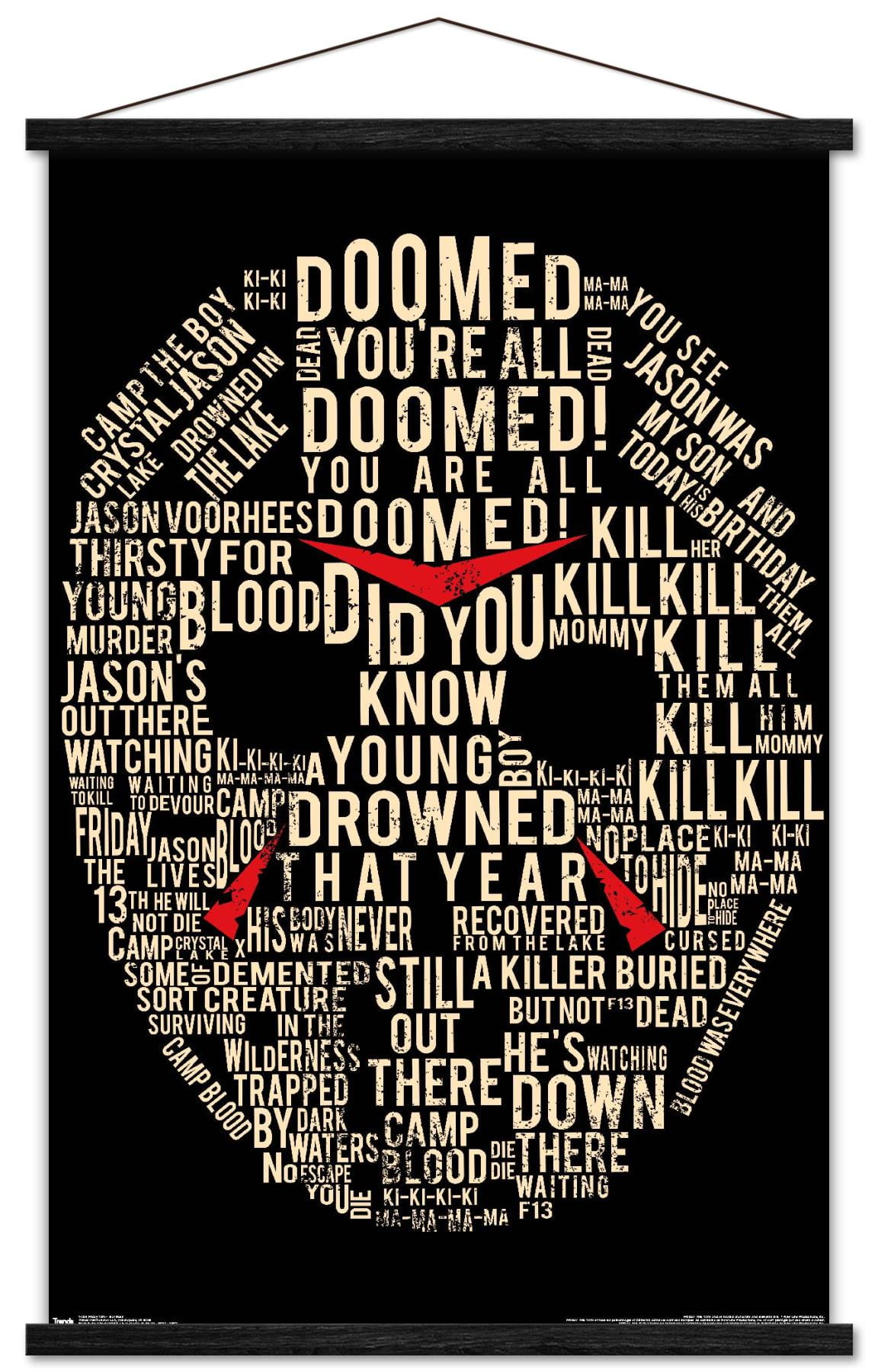 Friday The 13th - Text Mask Wall Poster with Magnetic Frame, 22.375" x ...