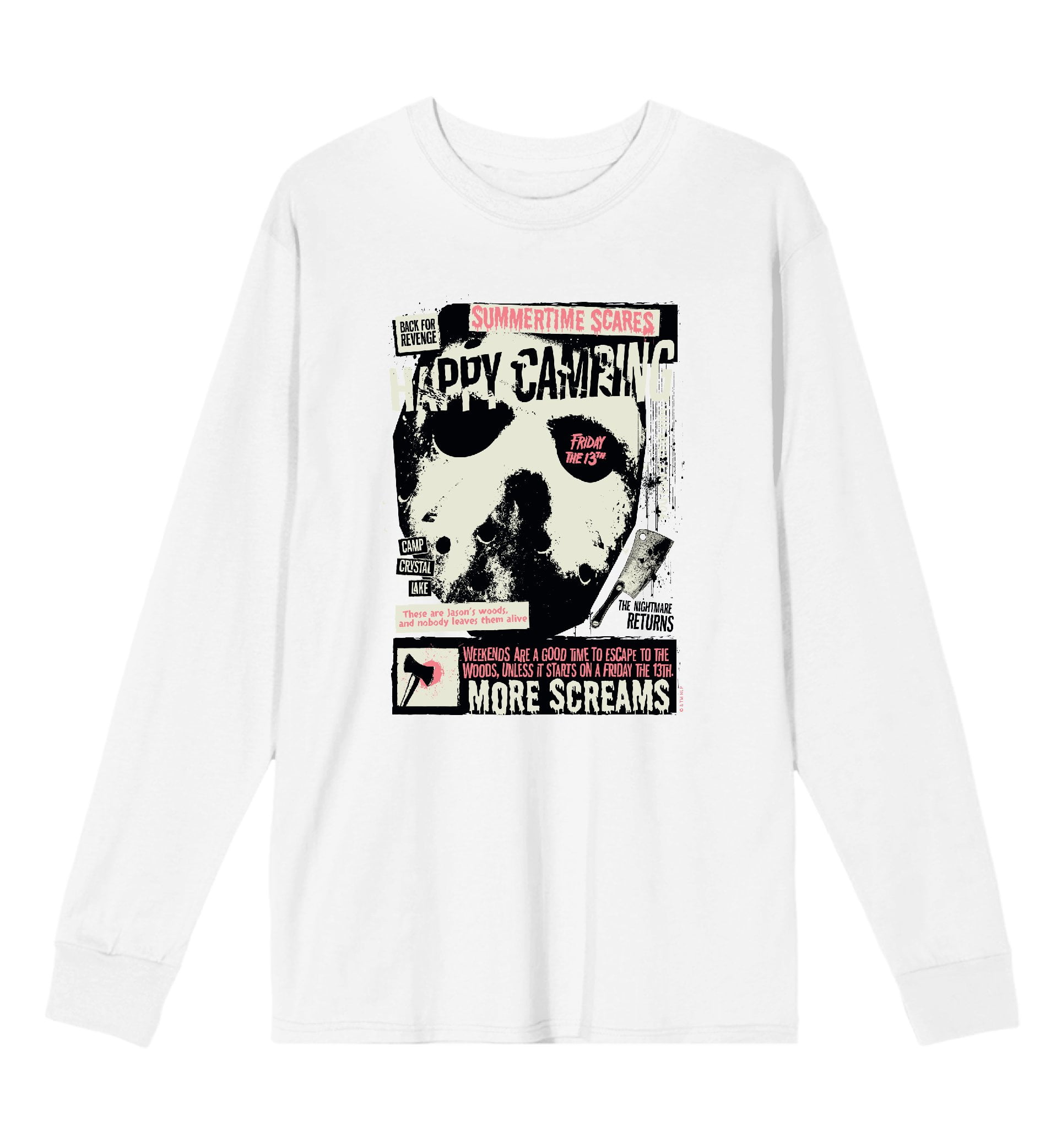 Friday the 13th Broken Mirror and Bloody Mask Adult White Crew Neck ...
