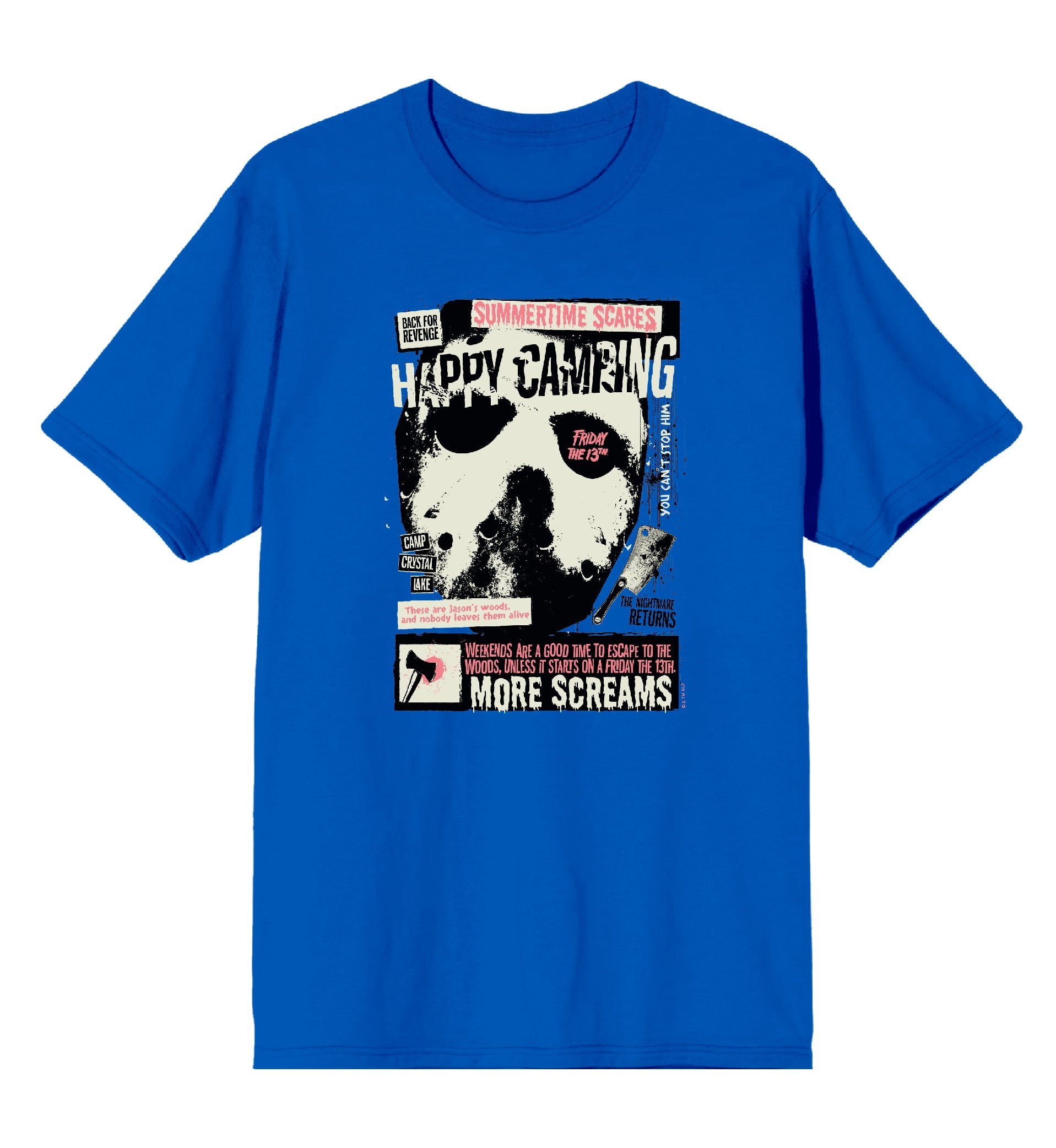 Friday the 13th Broken Mirror and Bloody Mask Men's Blue Crew Neck ...