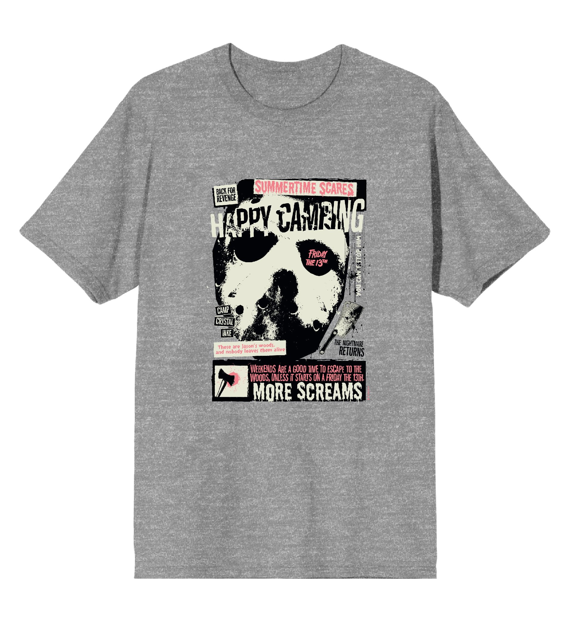 Friday the 13th Broken Mirror and Bloody Mask Men's Heather Gray Crew ...