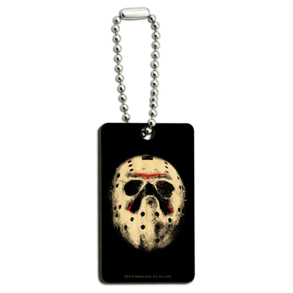 Friday the 13th Jason Mask Wood Wooden Rectangle Keychain Key Ring ...