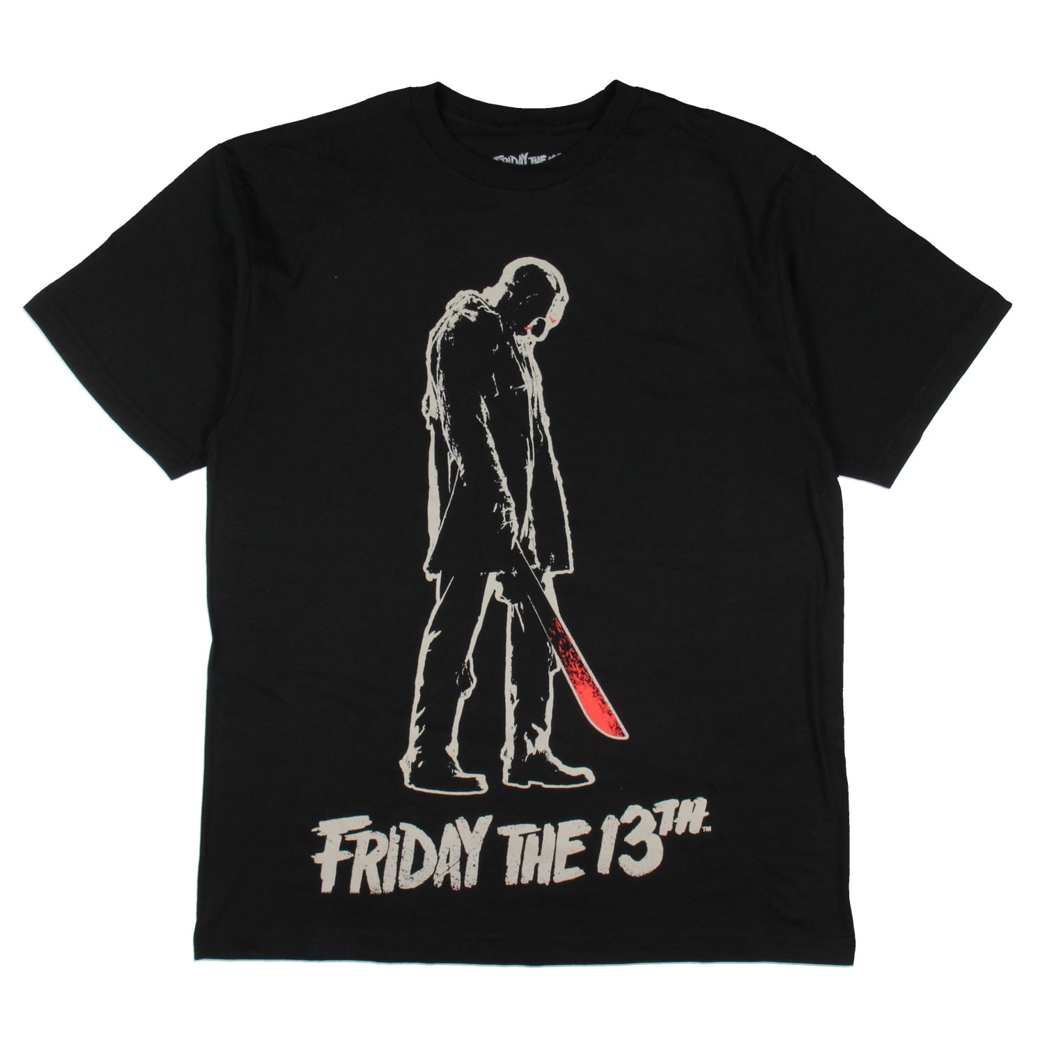 Friday the 13th Men's Jason Outline Bloody Machete Adult Short Sleeve T ...
