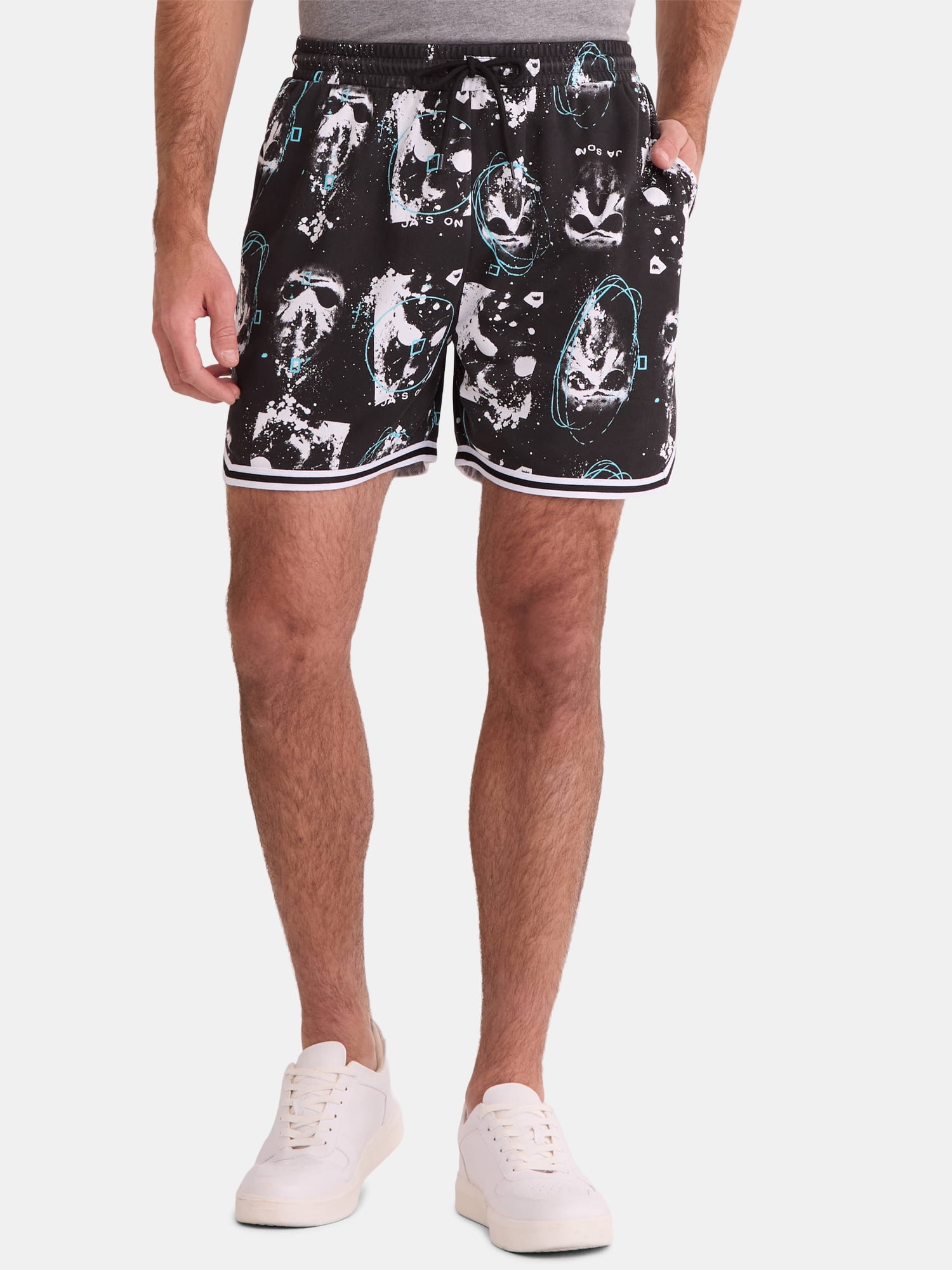 Friday the 13th Men's and Big Men's Jason Voorhees Graphic Mesh Shorts ...