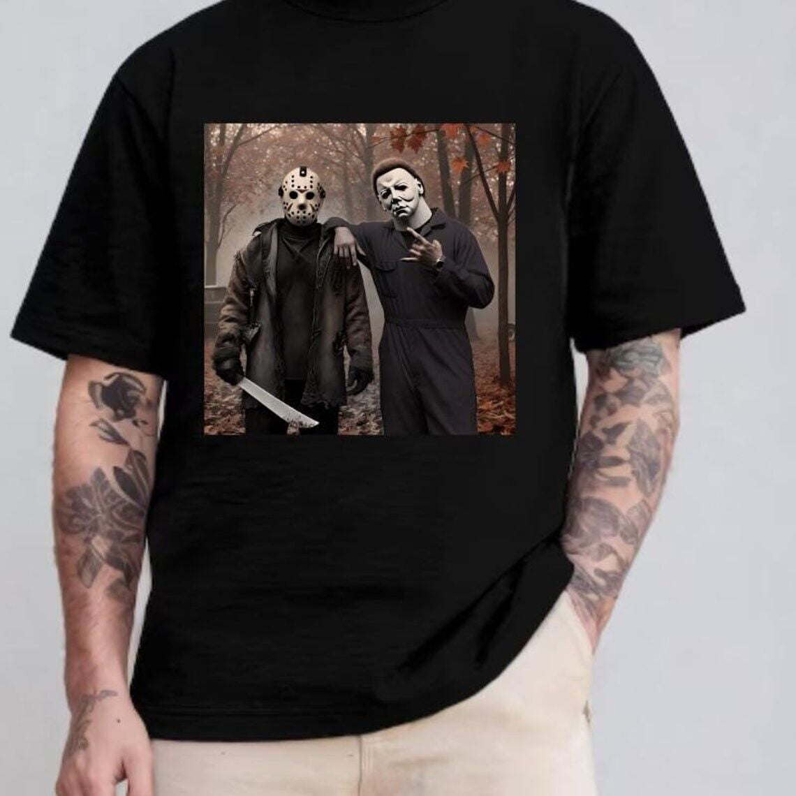 Friday the 13th Michael and Jason Heart Hands Shirt, Horror Movies ...