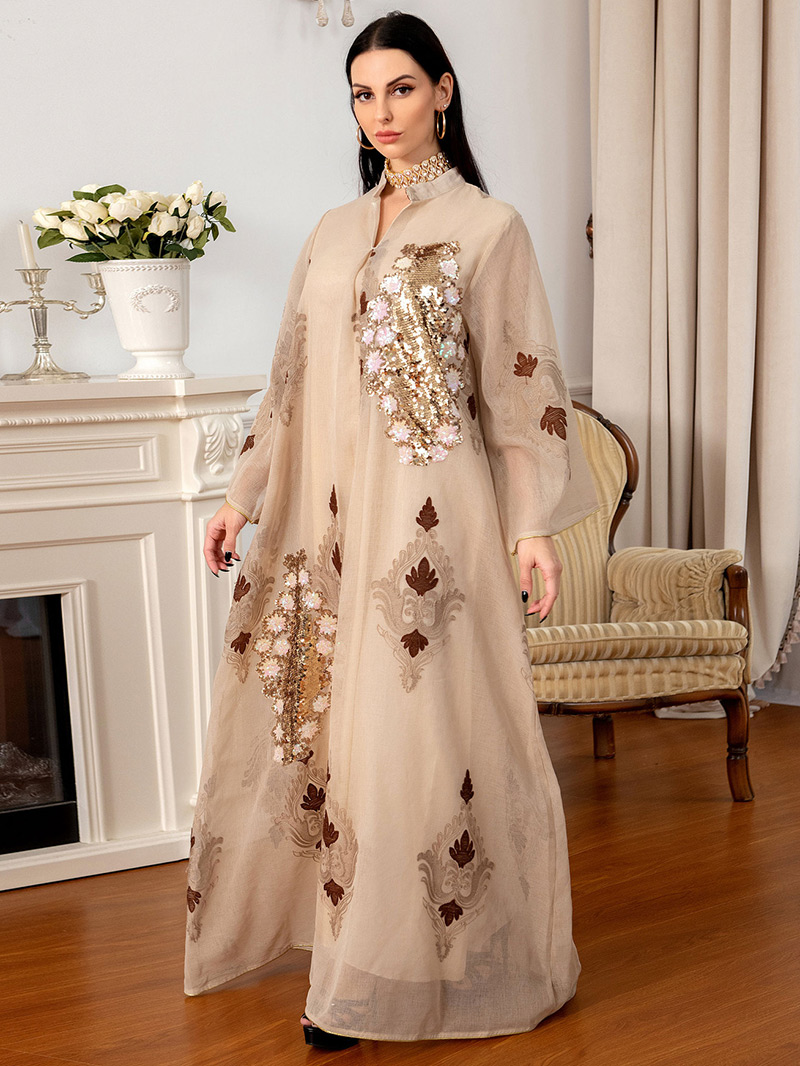 FridayIn Female Dignified style V-neck Solid color Loose Kaftan ...