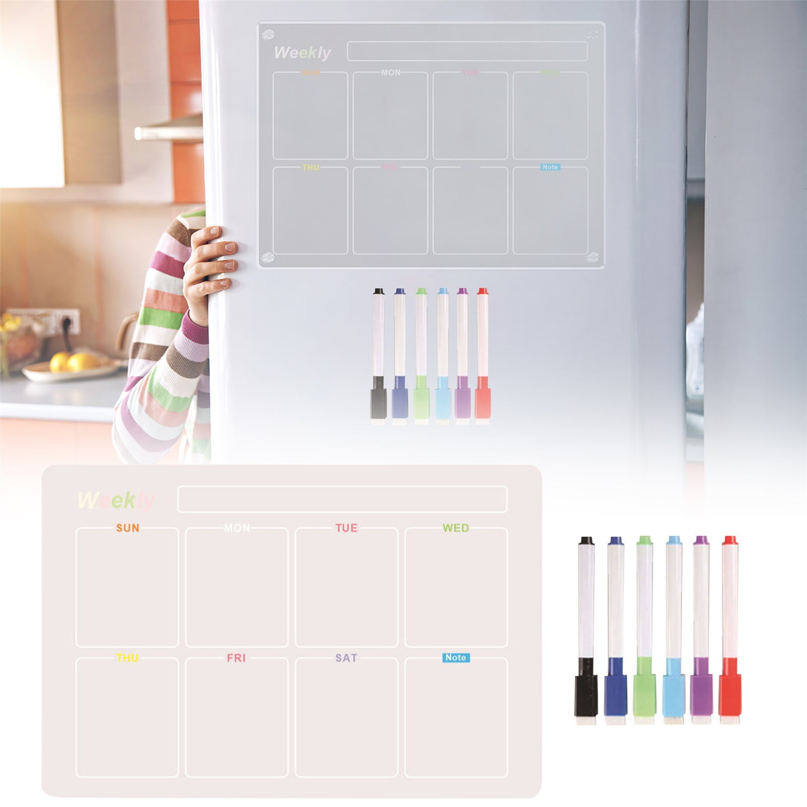 Fridge Calendar, Clear Refrigerator Dry Erases Board Calendar, Weekly ...